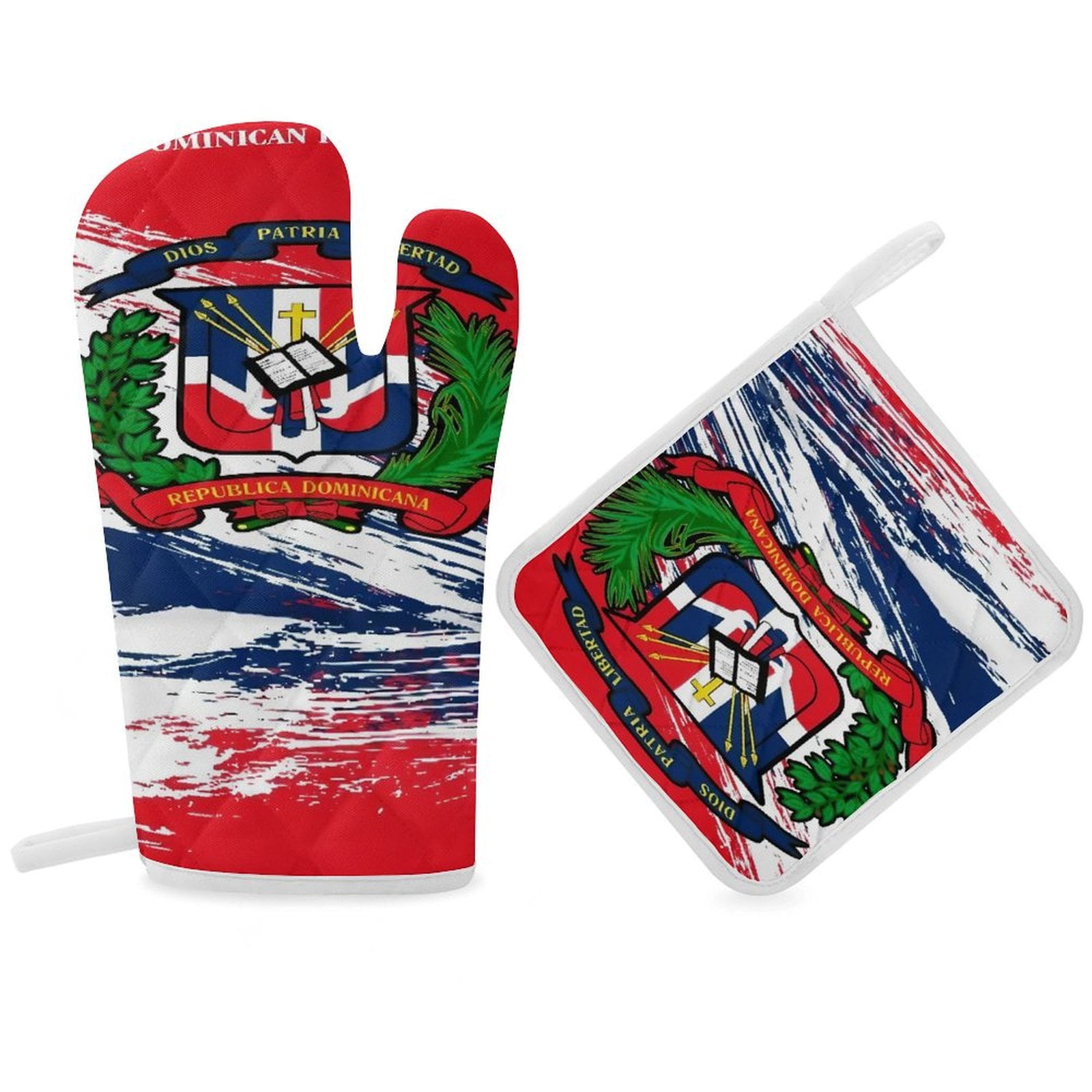 Dominican Republic Oven Gloves And Pots Stand Set Oven Gloves And Pot ...