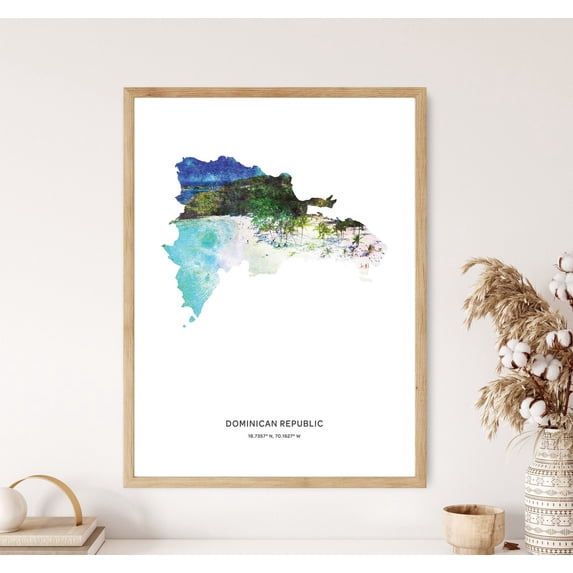 Dominican Republic Print, Dominican Republic Poster, Dominican Map Art ...