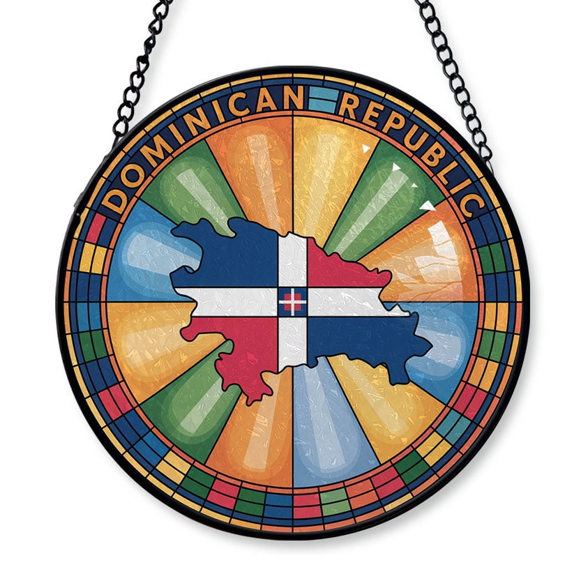 Dominican Republic Travel Decor Suncatcher Stained Glass Window Hanging ...