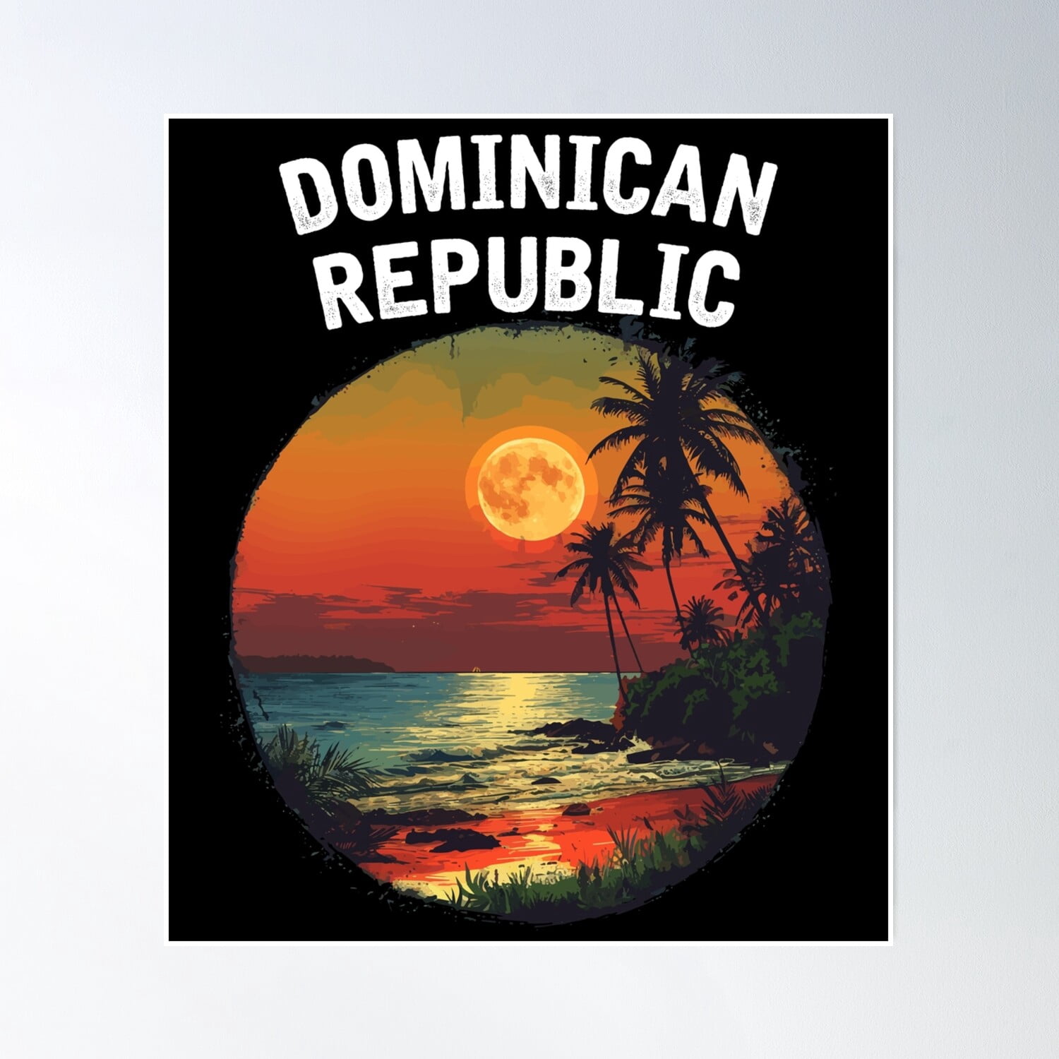 Dominican Republic (With White Lettering) Poster Wall Art, Modern Wall ...