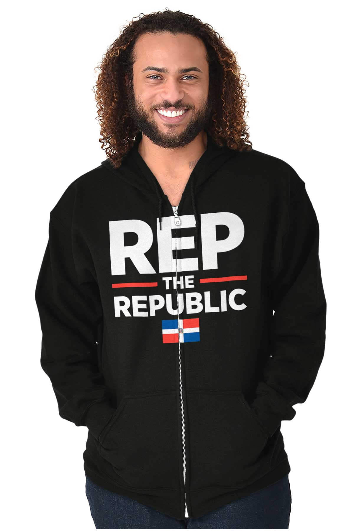 Dominicana Rep the Republic Cool Flag Unisex Plus Size Zip Hoodie ...