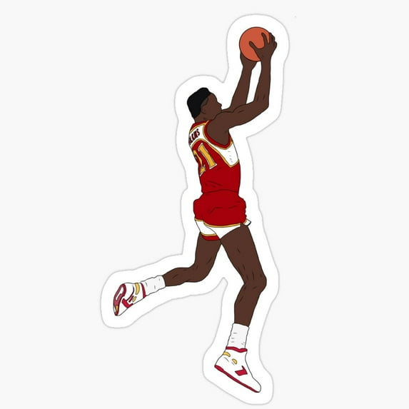 Dominique Wilkins Reverse Dunk Sticker Phone Decal Water Bottle ...