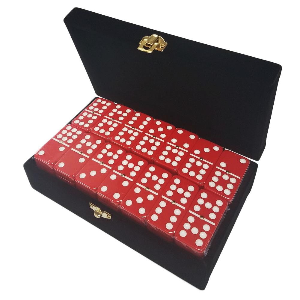 Domino Double Nine 9 Red Jumbo Tournament Pro Size Black Velvet Box ...