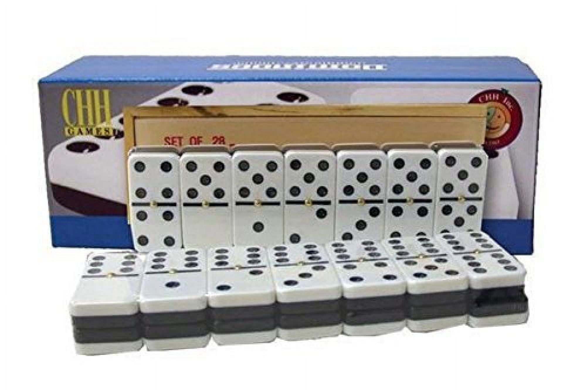 Black And White Double 6 Two Tone Jumbo Domino Tiles with Spinner ...