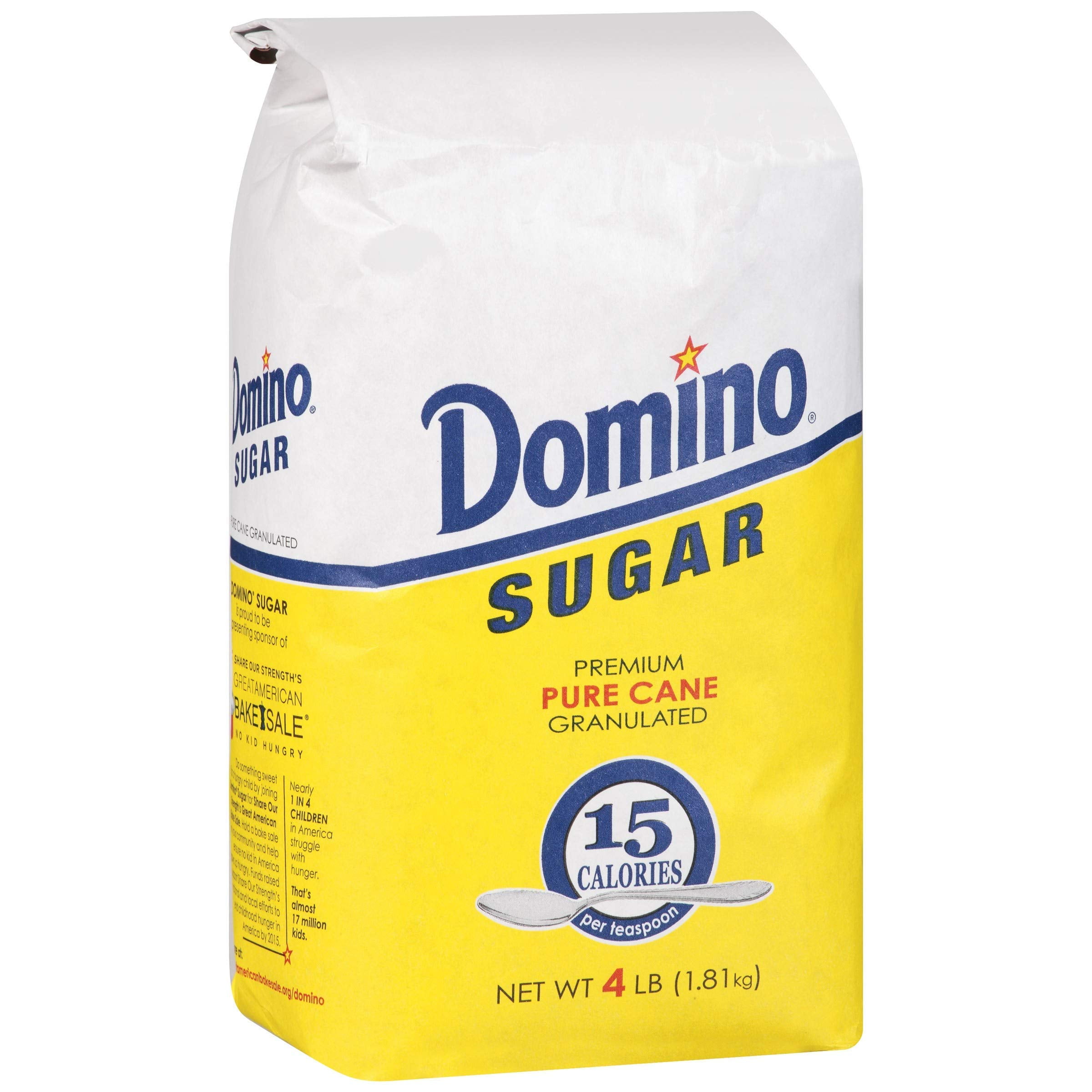 Domino Granulated Pure Cane White Sugar 4 Lb Bag (Single) - Walmart.com