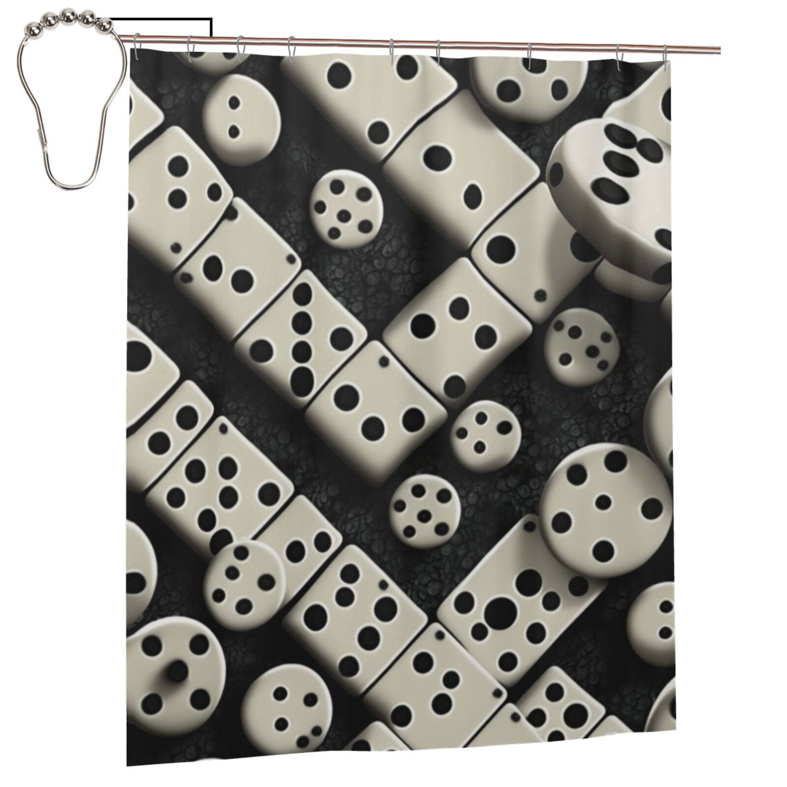 Domino Stones Dominoes Dice Game Shower Curtain Set with Hooks Iron ...