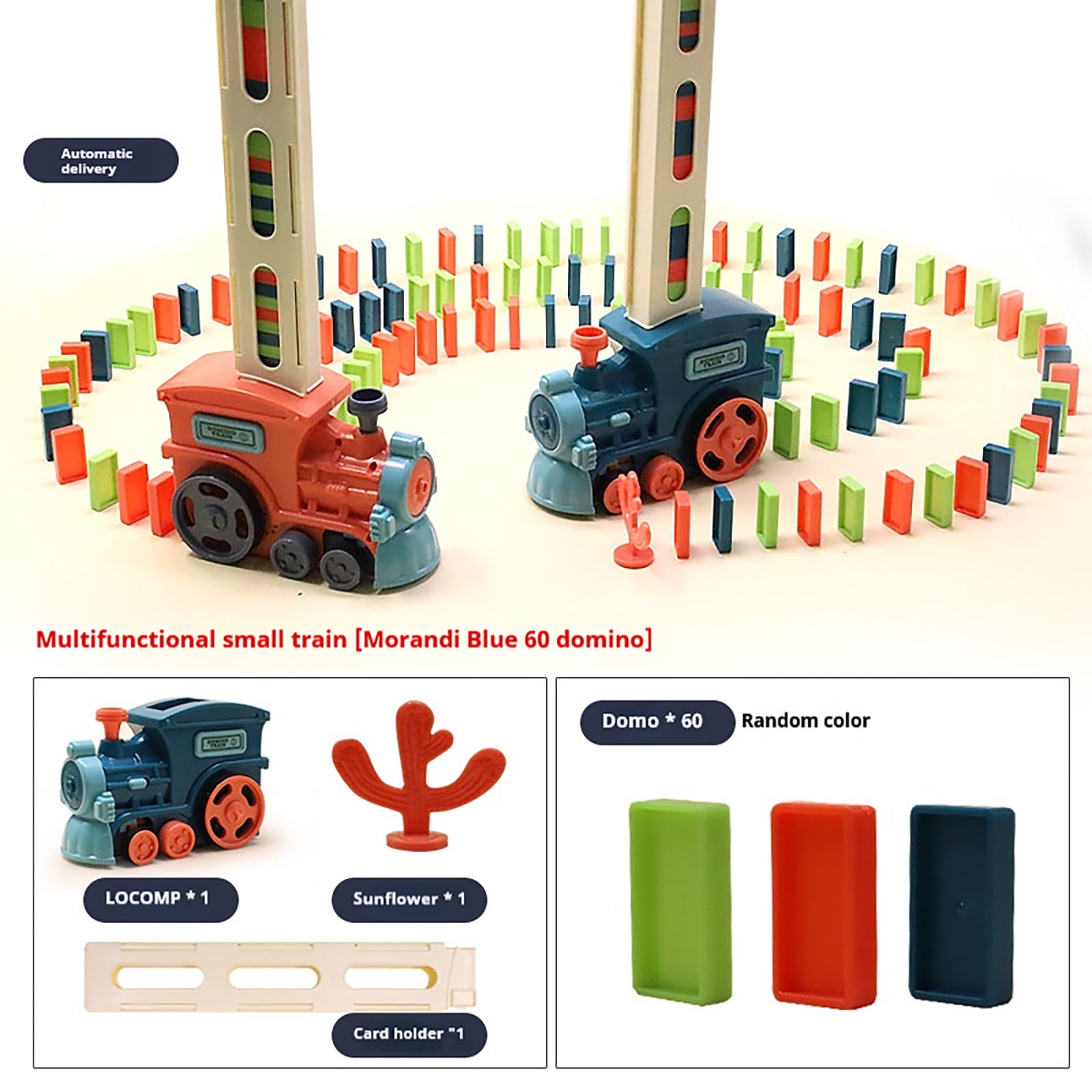 Domino Train for Kids, Domino Train Set with 60 Dominoes, Automatic ...
