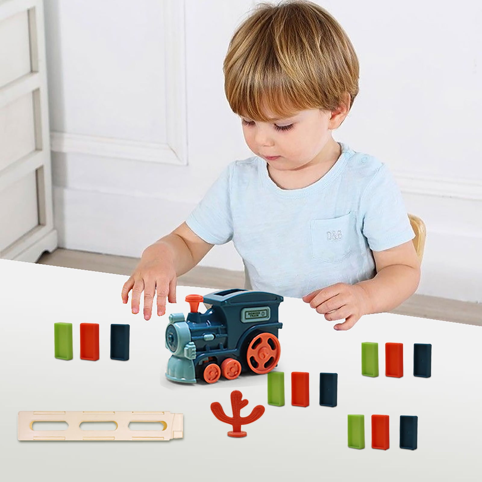 Domino Train Toy Kids Games Automatic Dominoes Building Set Rally STEM ...