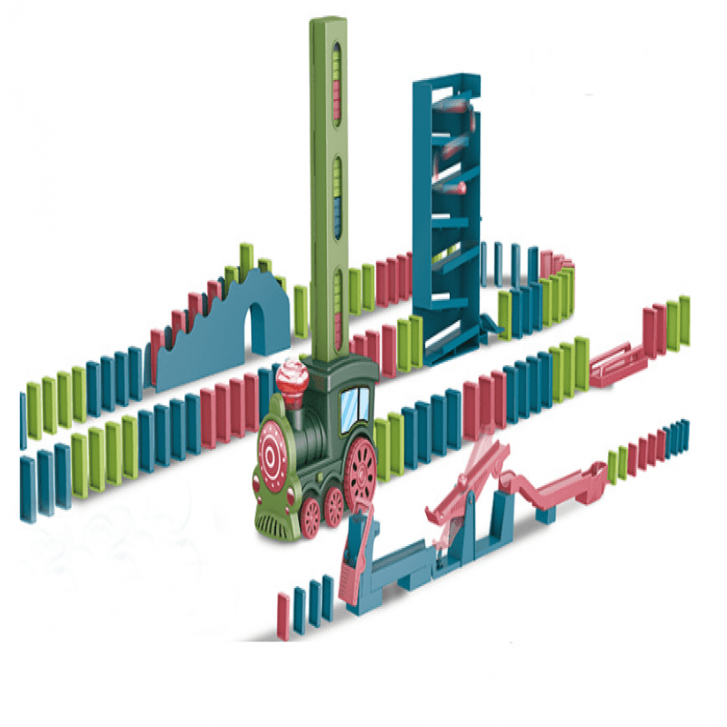 Domino Train Toy Set, 120 Pcs Domino Blocks Electric Train, Automatic ...