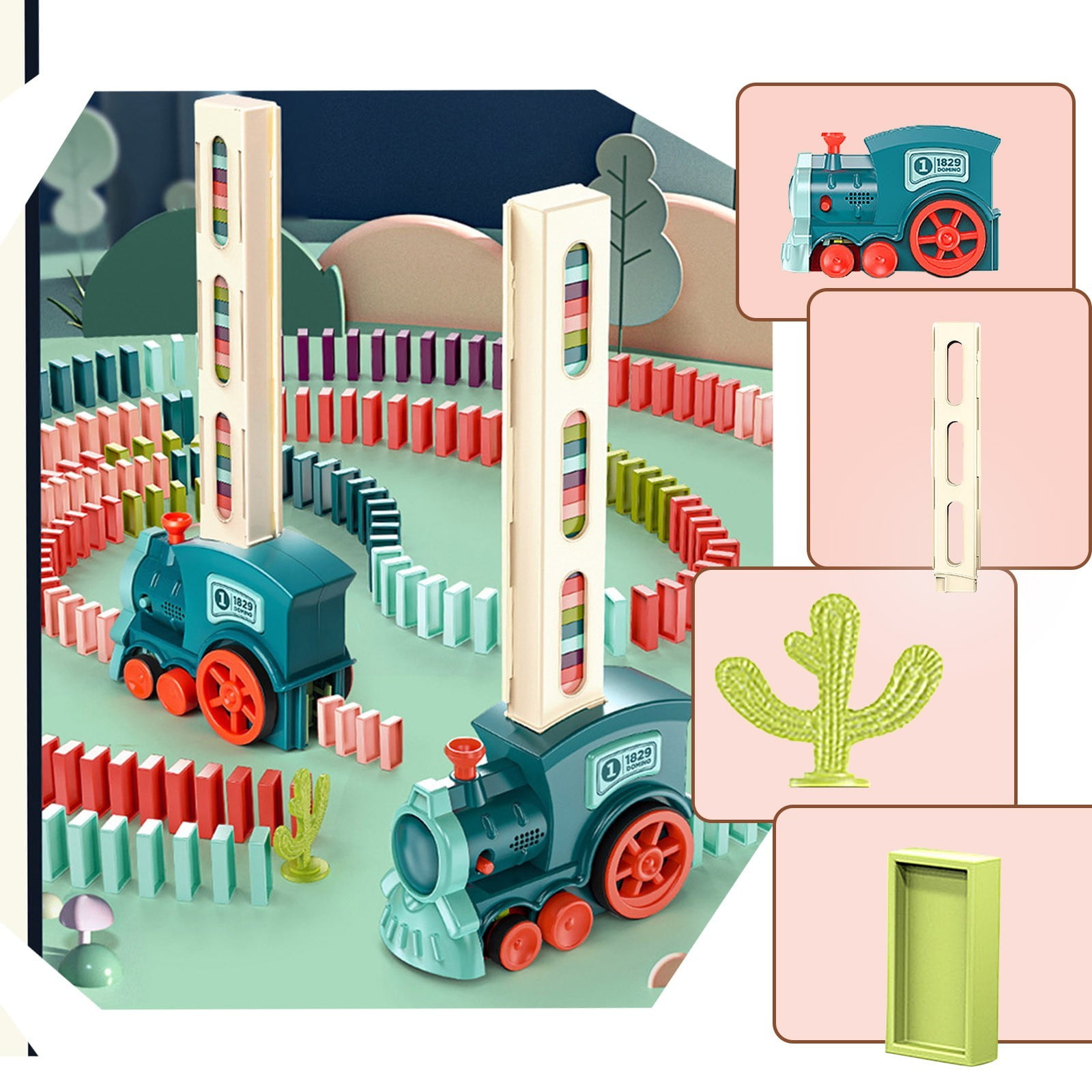 Domino Train Toy Set for Kids - 60pcs & Building and Stacking Toy ...