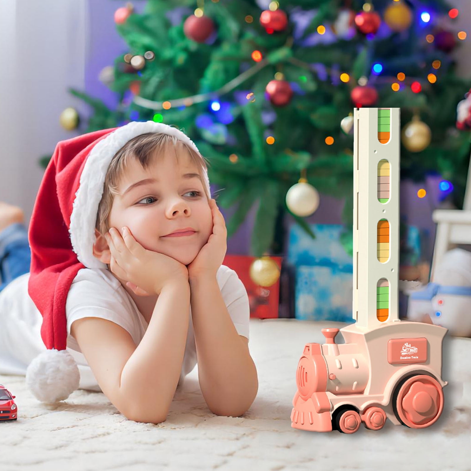 Domino Train Toy Set, Montessori Toys Electric Dominoes Machine Train ...