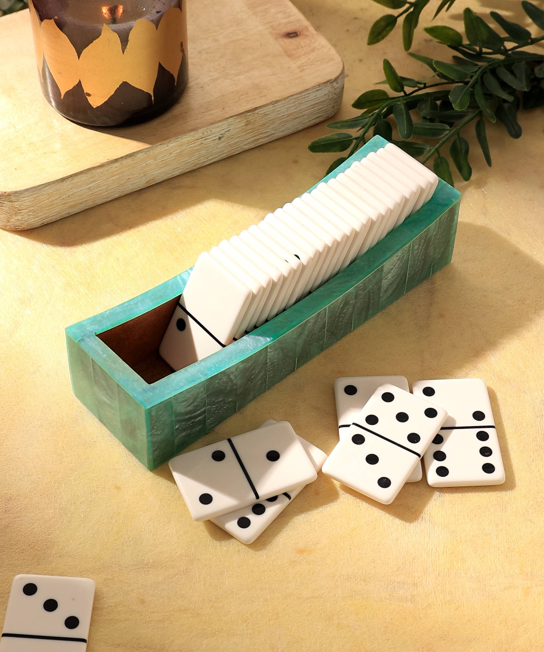 Expobazaar Dominos Tray With Dominos Chips - WOOD & RESIN - ORANGE - Quality Home Décor ...