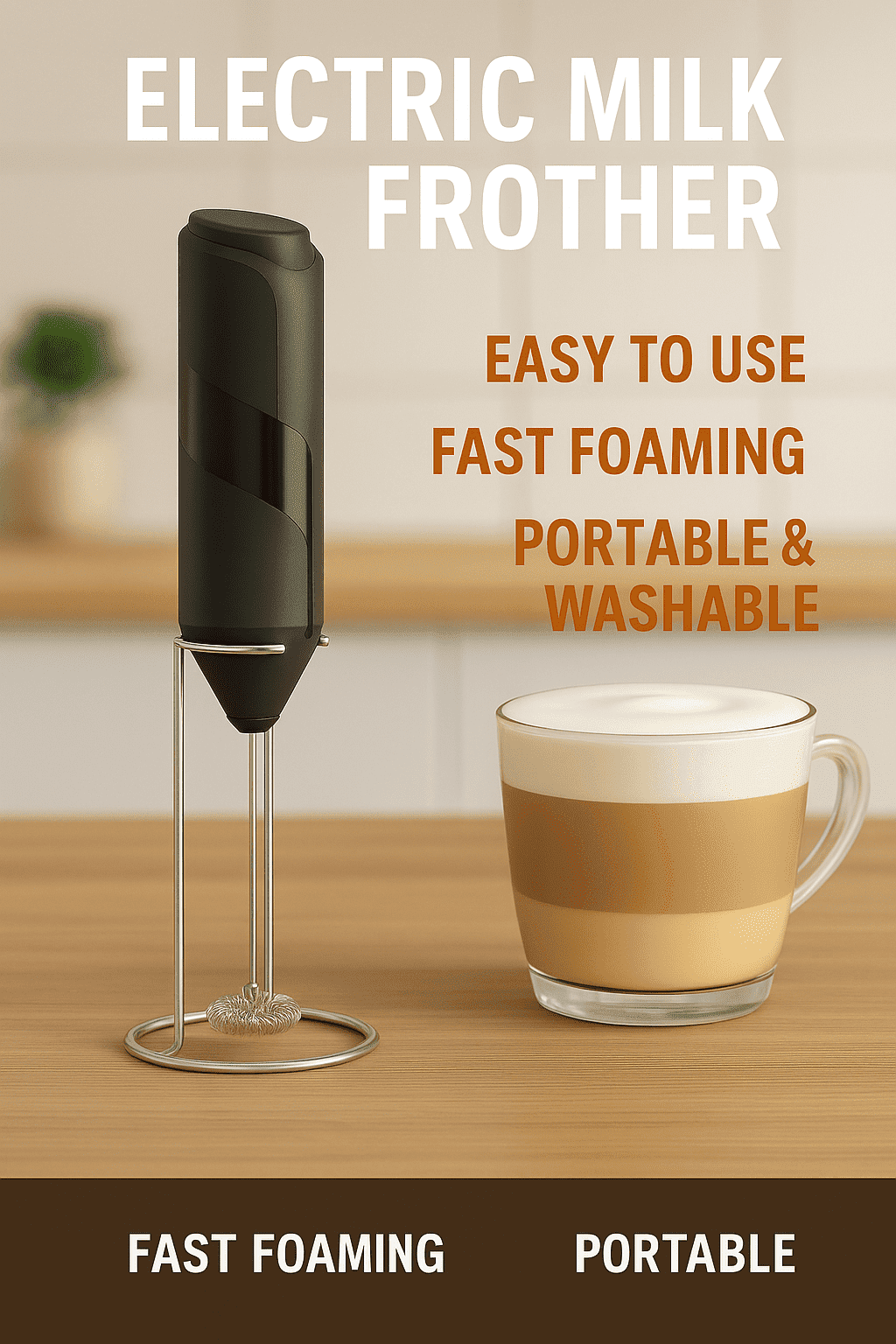 Dommi Handheld Electric Milk Frother - True 304 Stainless Steel ...