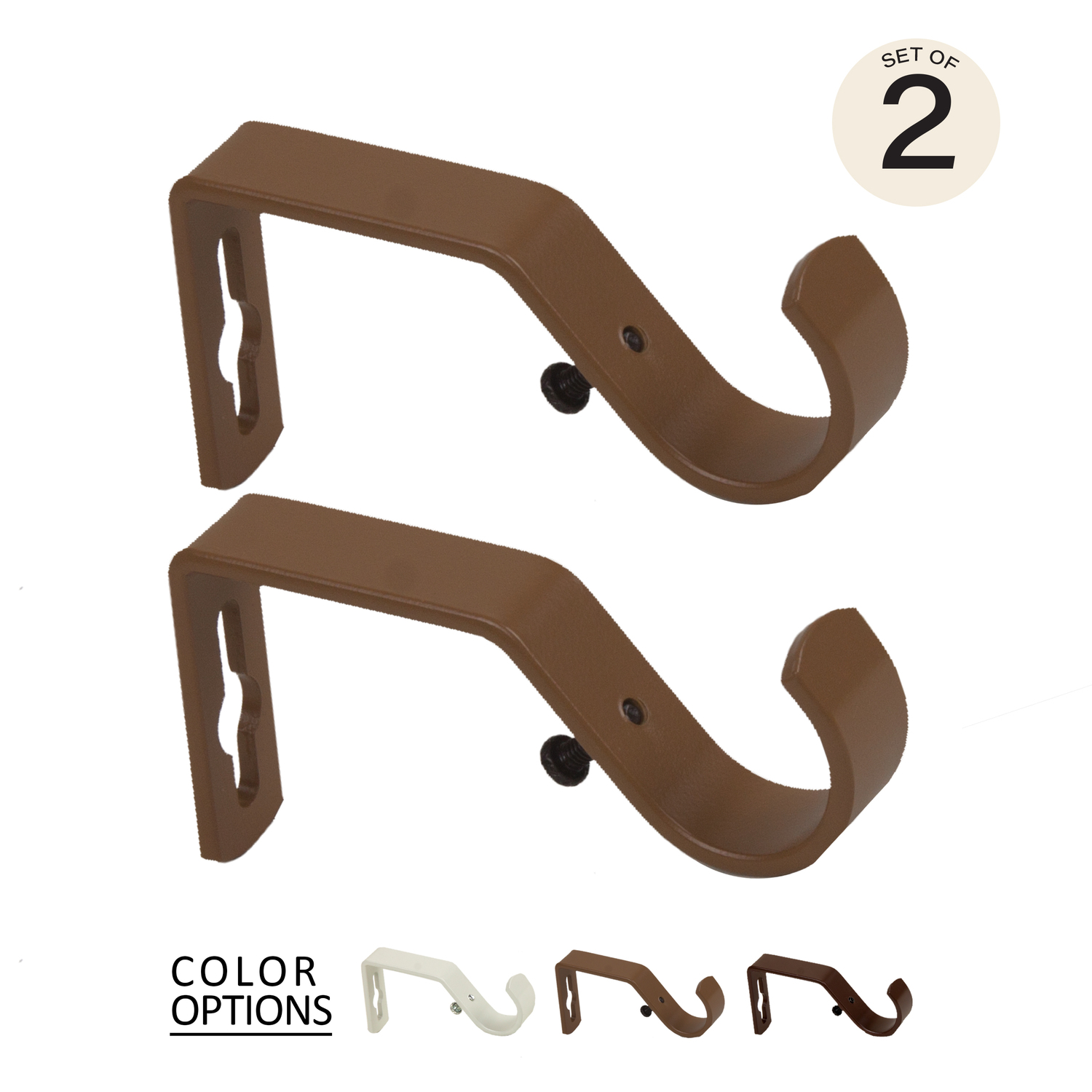 Domovina 1" Faux Wood Curtain Rod Bracket (Set of 2)-Color:Chestnut ...