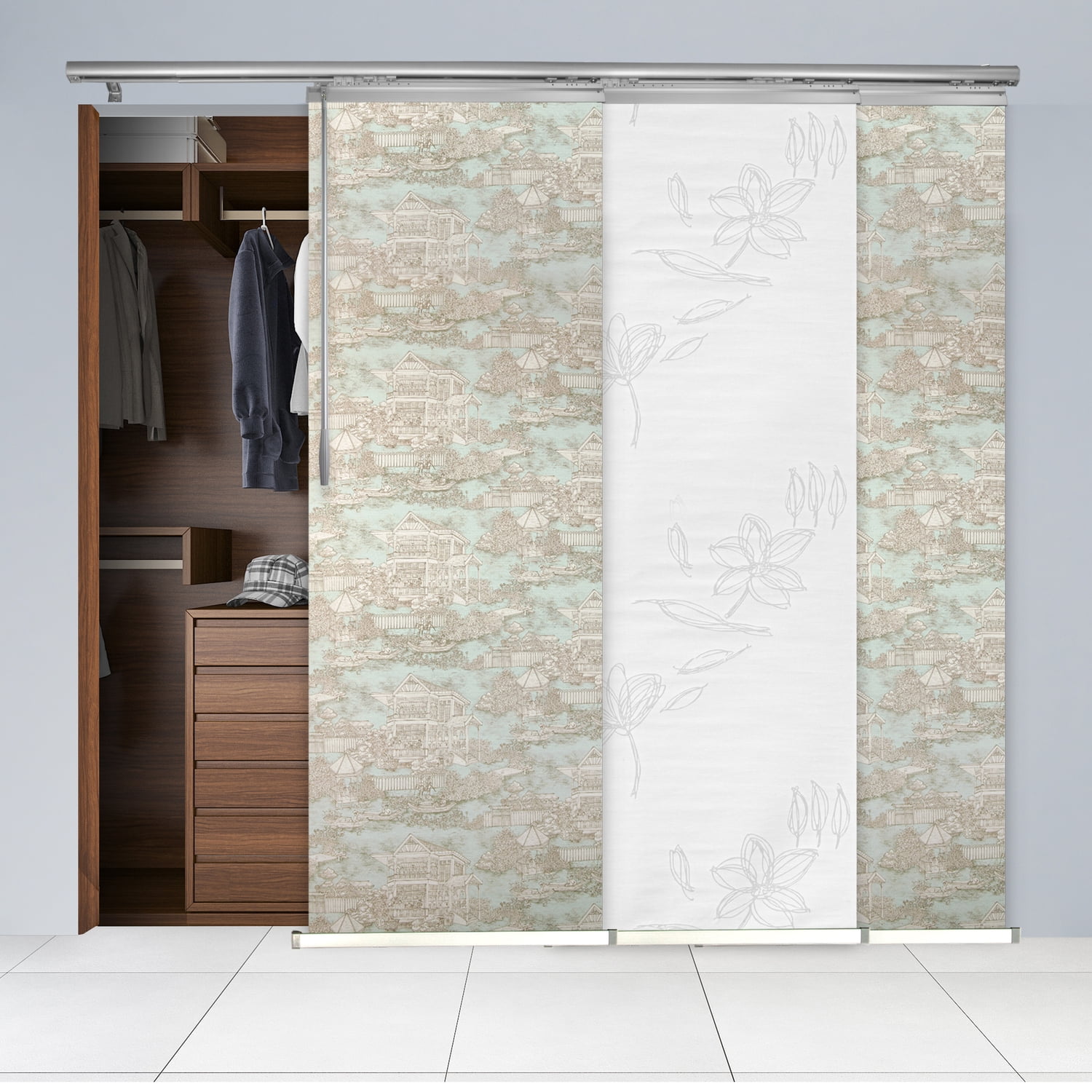 Domovina 3 Panel Track Vertical Blinds, Adjustable 36-66"W x 91.4"H ...