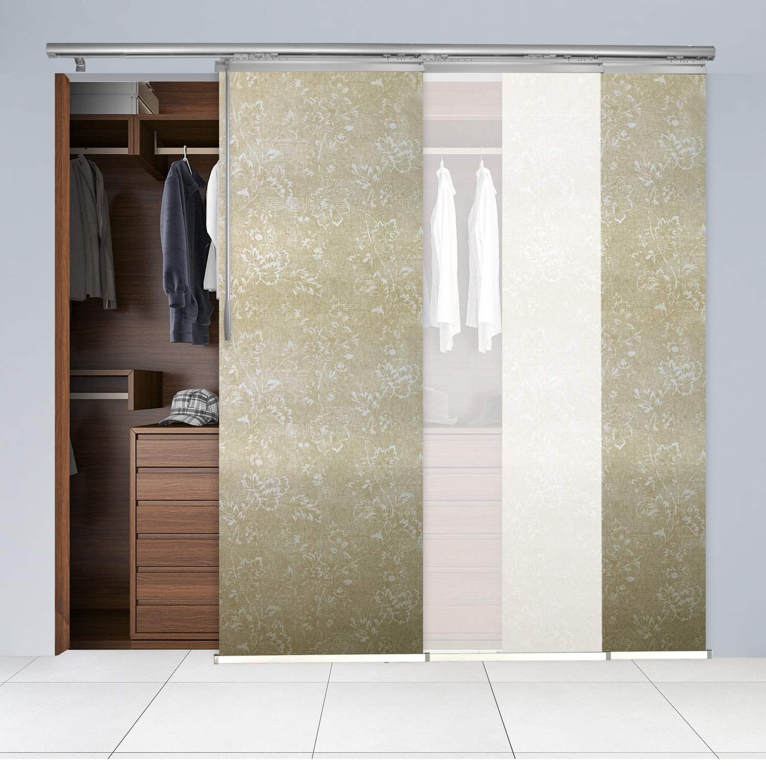 Domovina 3 Panel Track Vertical Blinds, Adjustable 36-66"W x 91.4"H ...