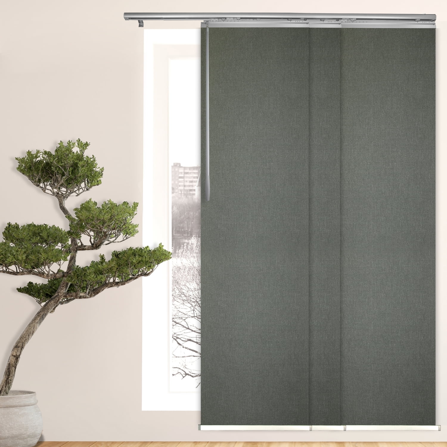 Domovina 3 Panel Track Vertical Blinds, Adjustable 36-66"W x 91.4"H ...