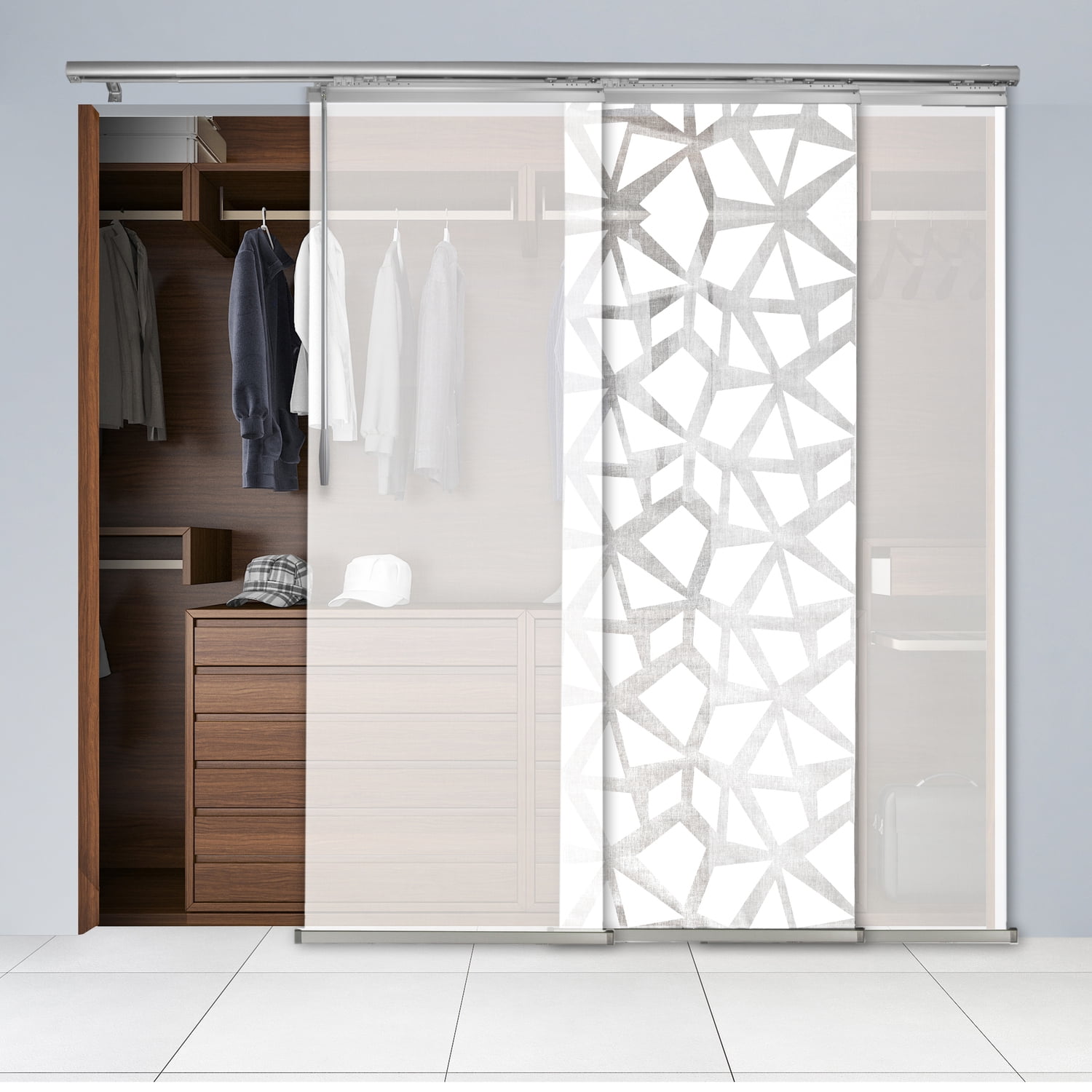 Domovina 3 Panel Track Vertical Blinds, Adjustable 36-66"W x 91.4"H ...