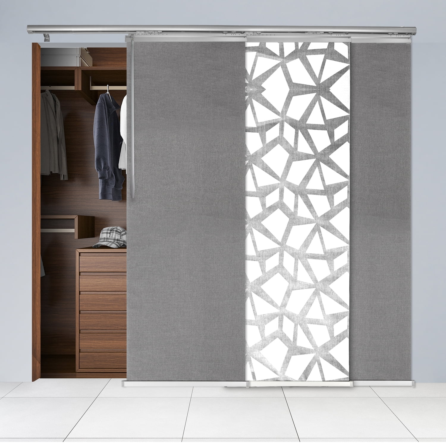 Domovina 3 Panel Track Vertical Blinds, Adjustable 36-66"W x 91.4"H ...