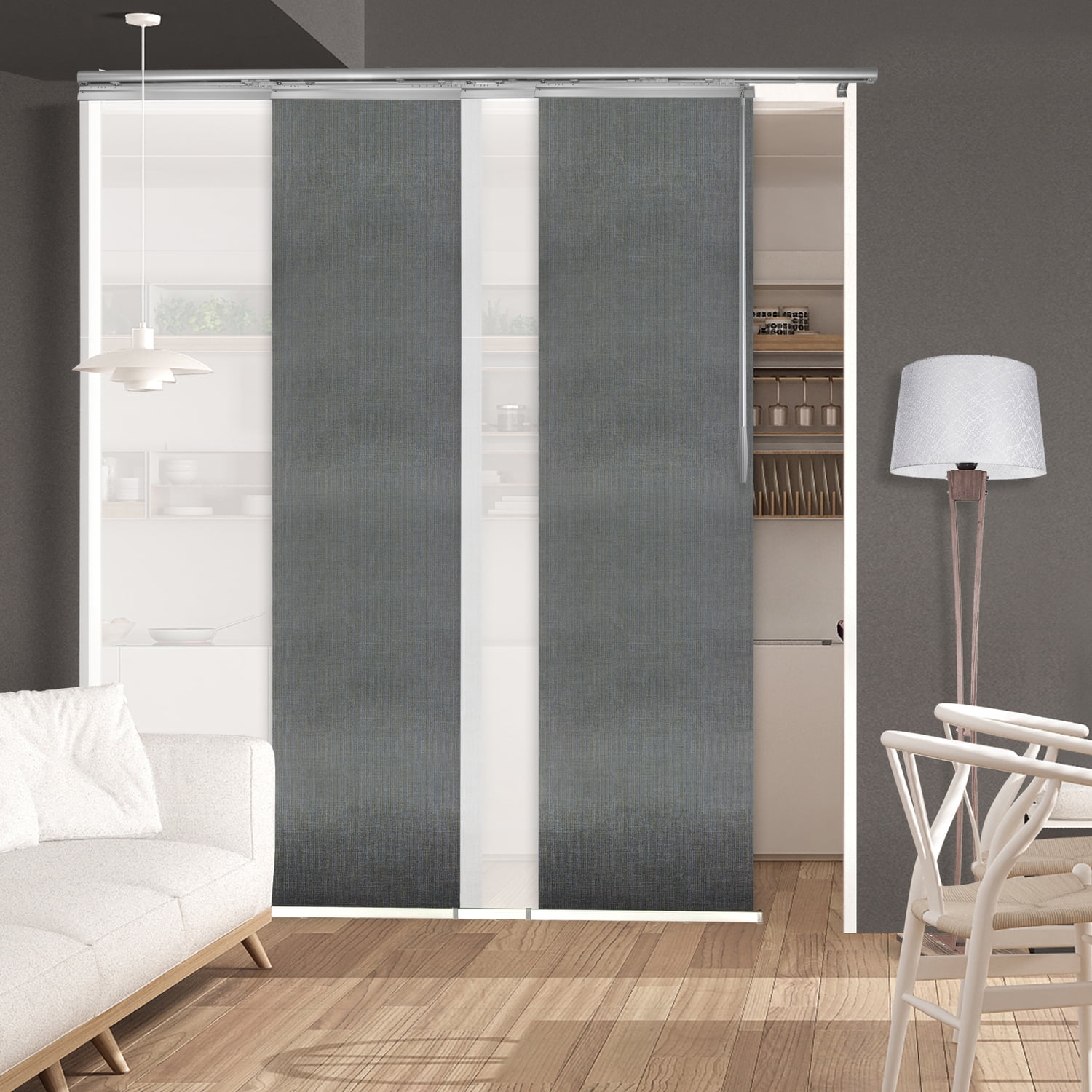 Domovina 4 Panel Track Vertical Blinds, Adjustable 48-88"W x 91.4"H ...