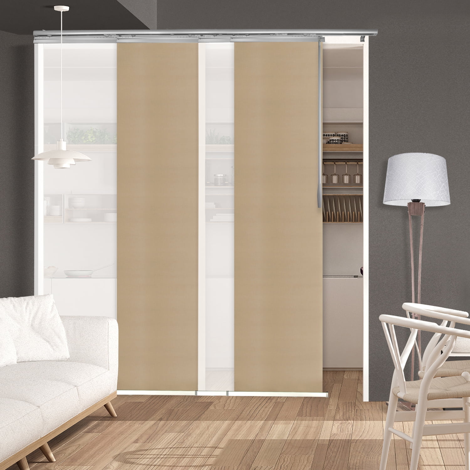 Domovina 4 Panel Track Vertical Blinds, Adjustable 48-88"W x 91.4"H ...