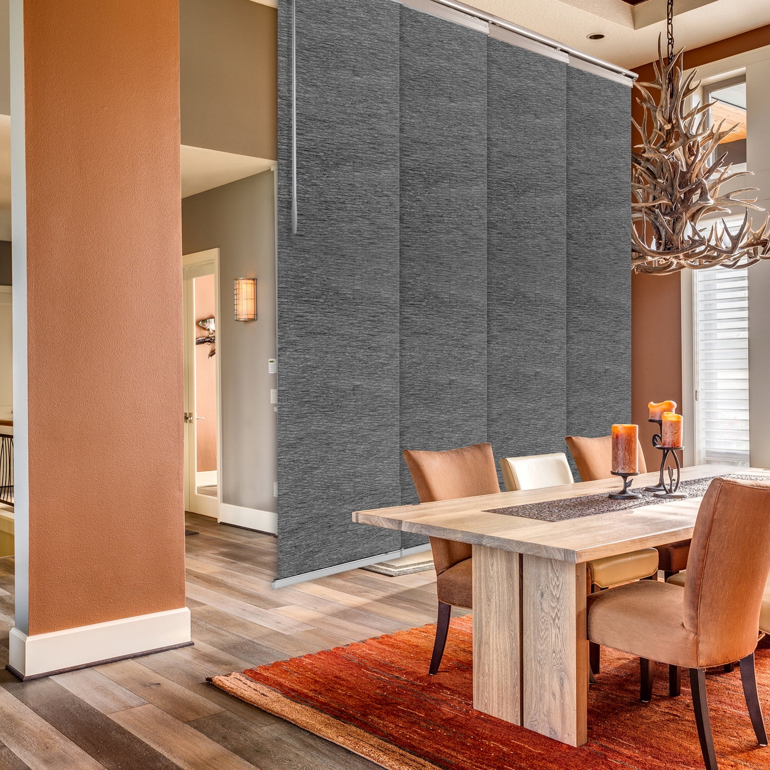 Domovina 4 Panel Track Vertical Blinds, Adjustable 48-88"W x 91.4"H ...