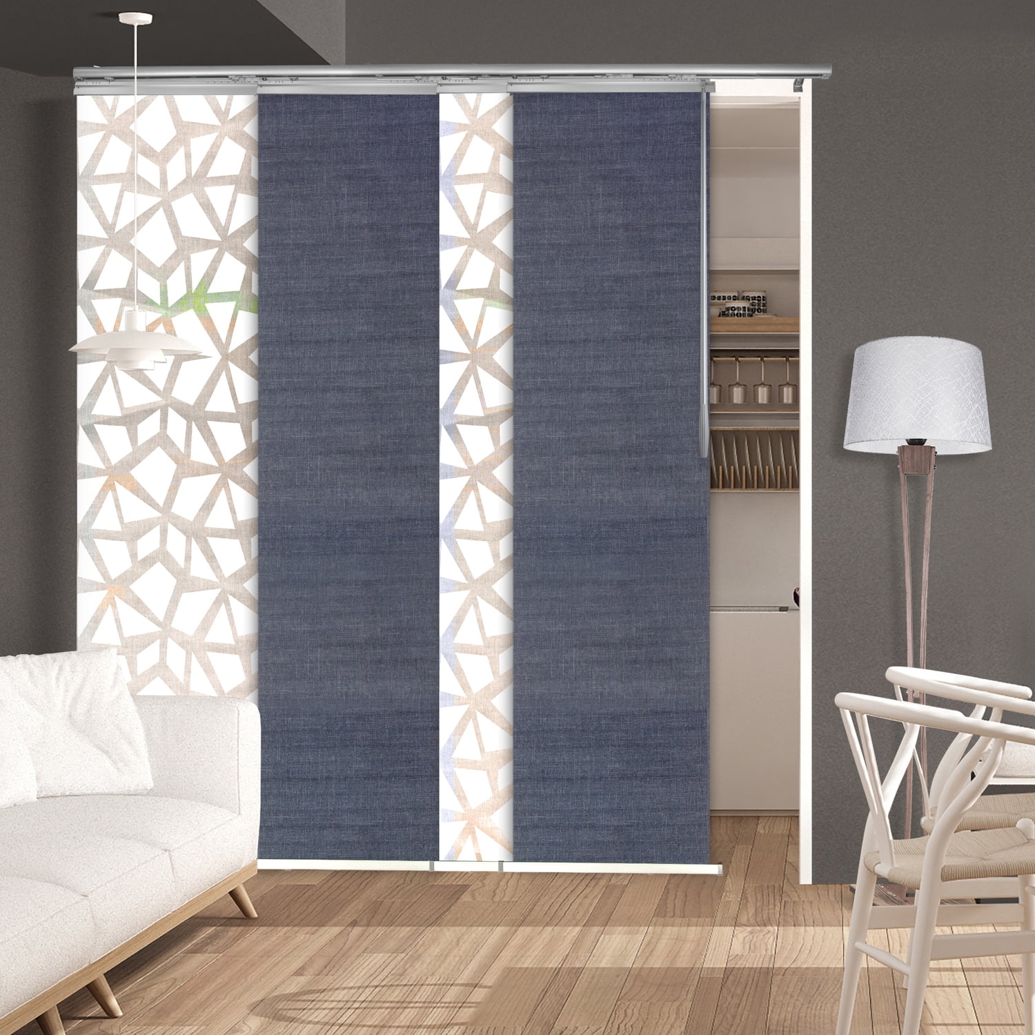 Domovina 4 Panel Track Vertical Blinds, Adjustable 48-88"W x 91.4"H ...