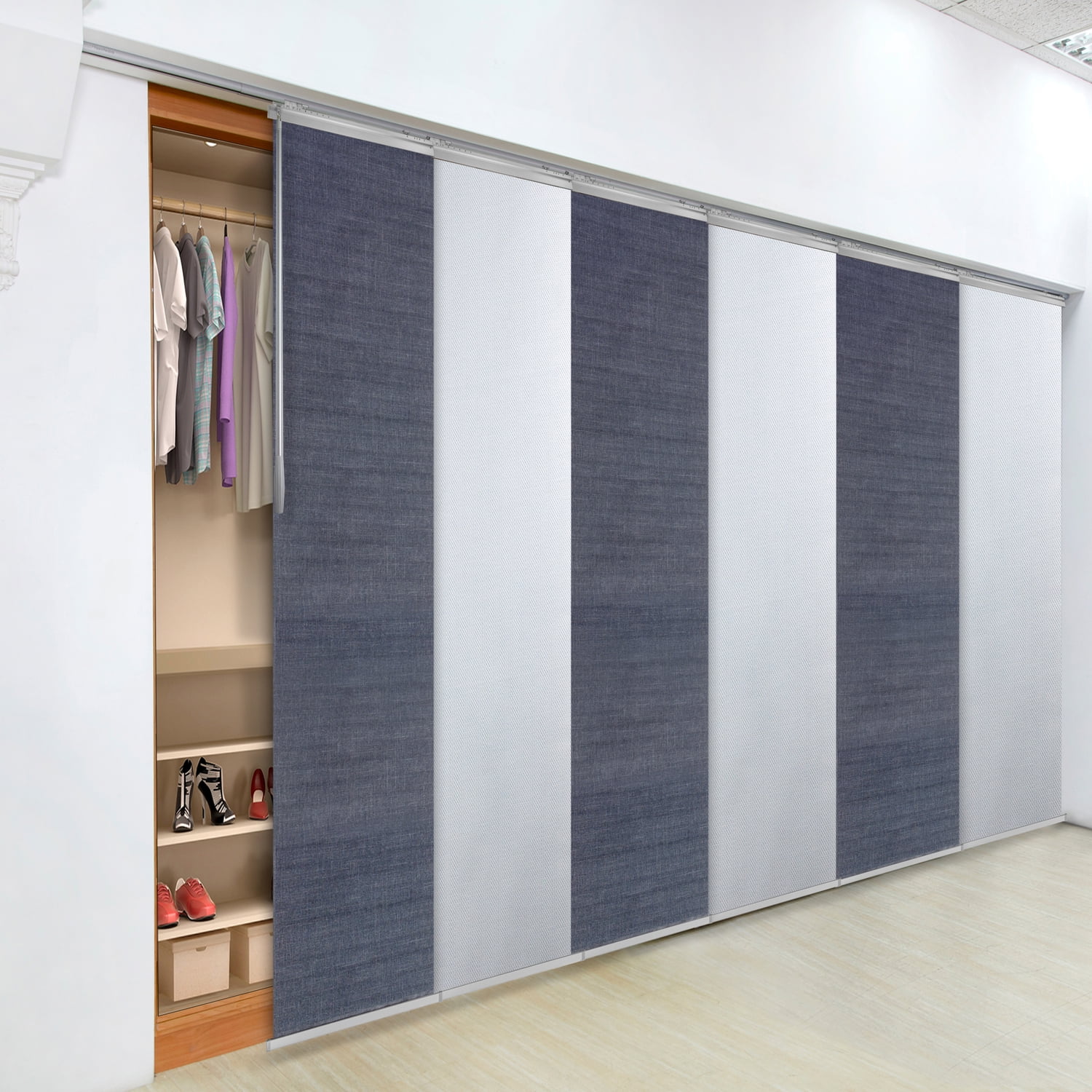 Domovina 6 Panel Track Vertical Blinds, Adjustable 70-130"W x 91.4"H ...