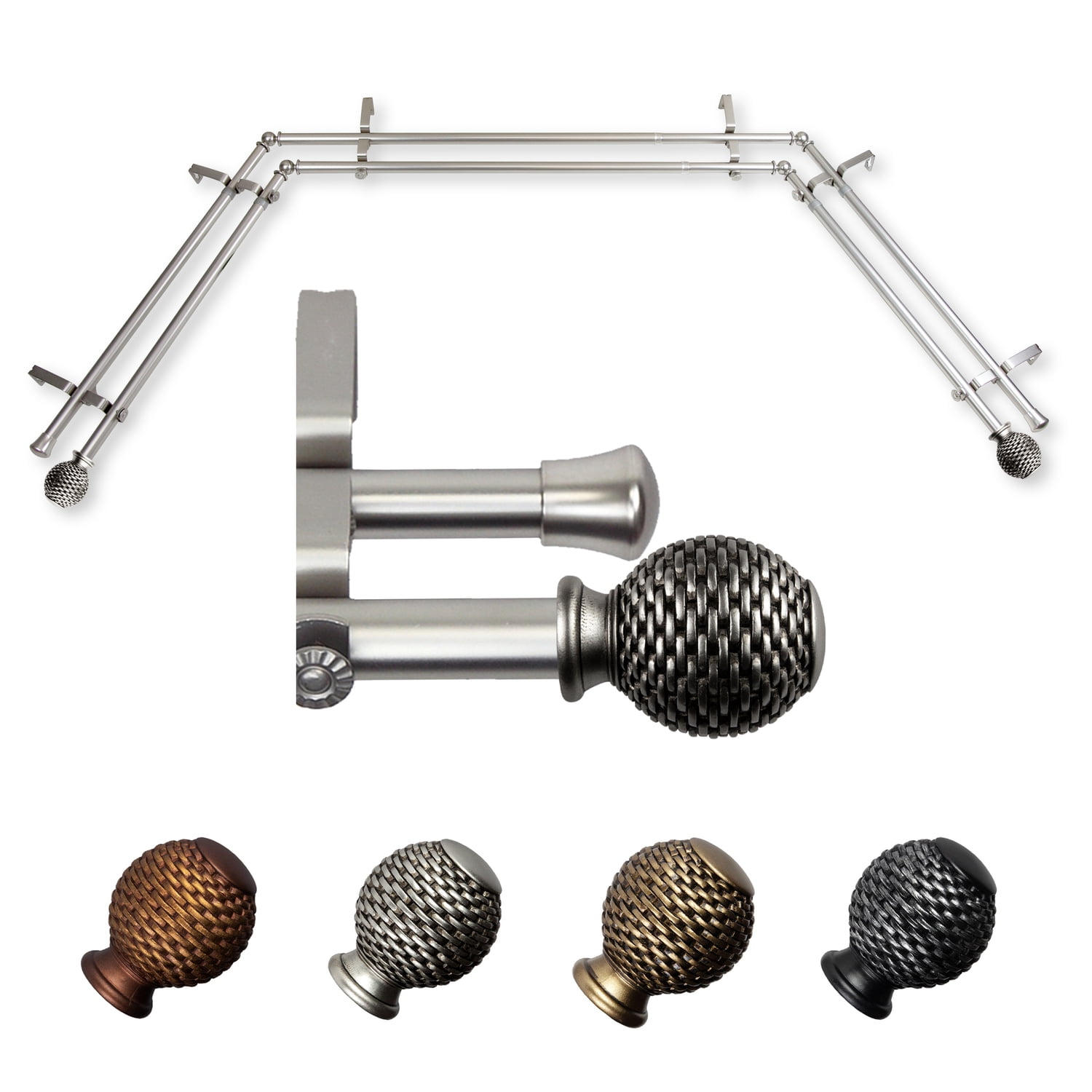 Domovina Abel 13/16" Double Bay Window Curtain Rod - Walmart.com