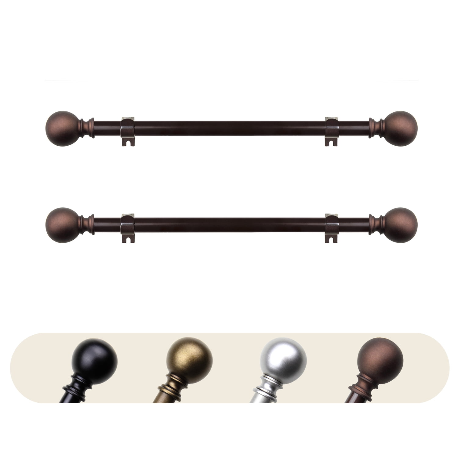 Domovina Asta 5/8" Side Curtain Rod-Color:Cocoa,Size:12-20" - Walmart.com