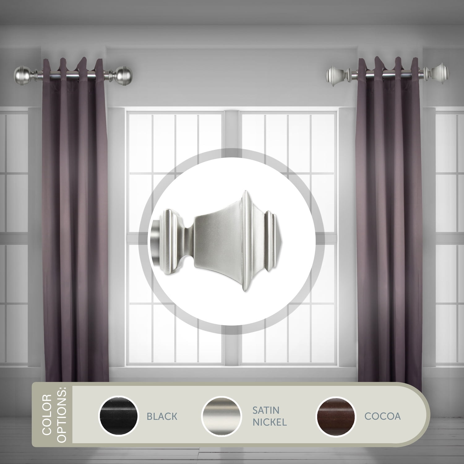 Domovina Chris 1.5 - inc dia. Side Curtain Rod 12-20 inch long, Set of ...