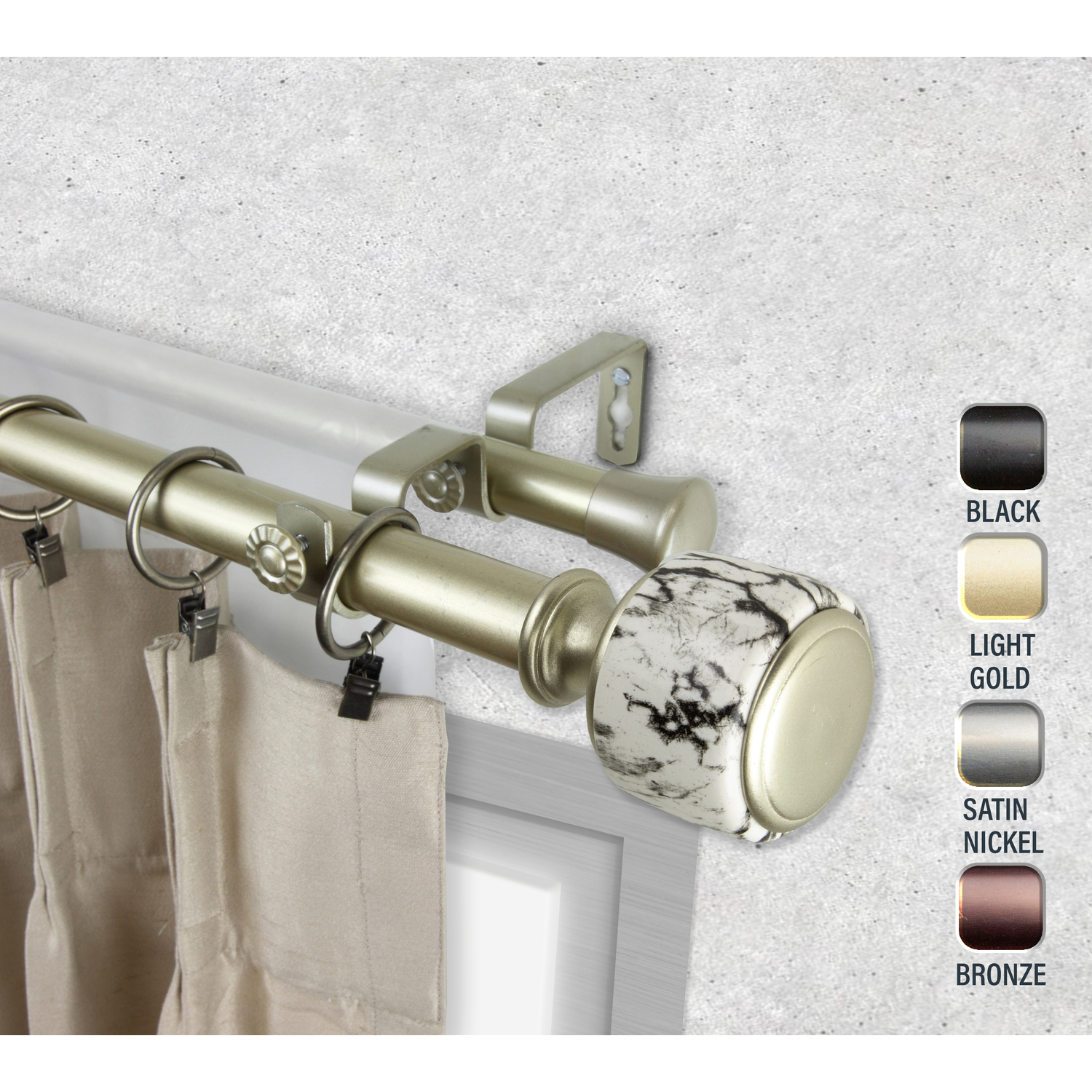 Domovina Corinne 1-inch Double Curtian Rod-Color:Gold,Size:28-48 ...