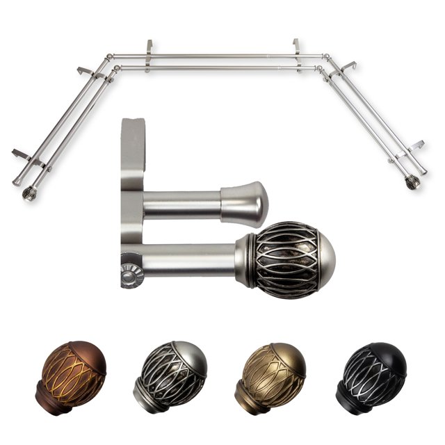 Domovina Jolanta 13/16" Double Bay Window Curtain Rod - Walmart.com