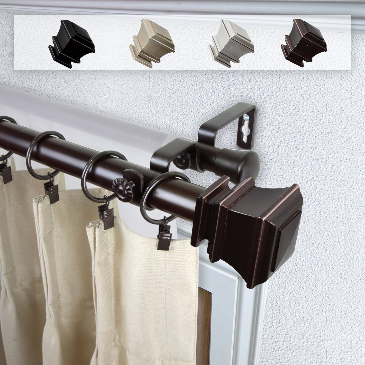 Domovina Juma 1" Double Curtain Rod-Color:Bronze,Size:28-48" - Walmart.com