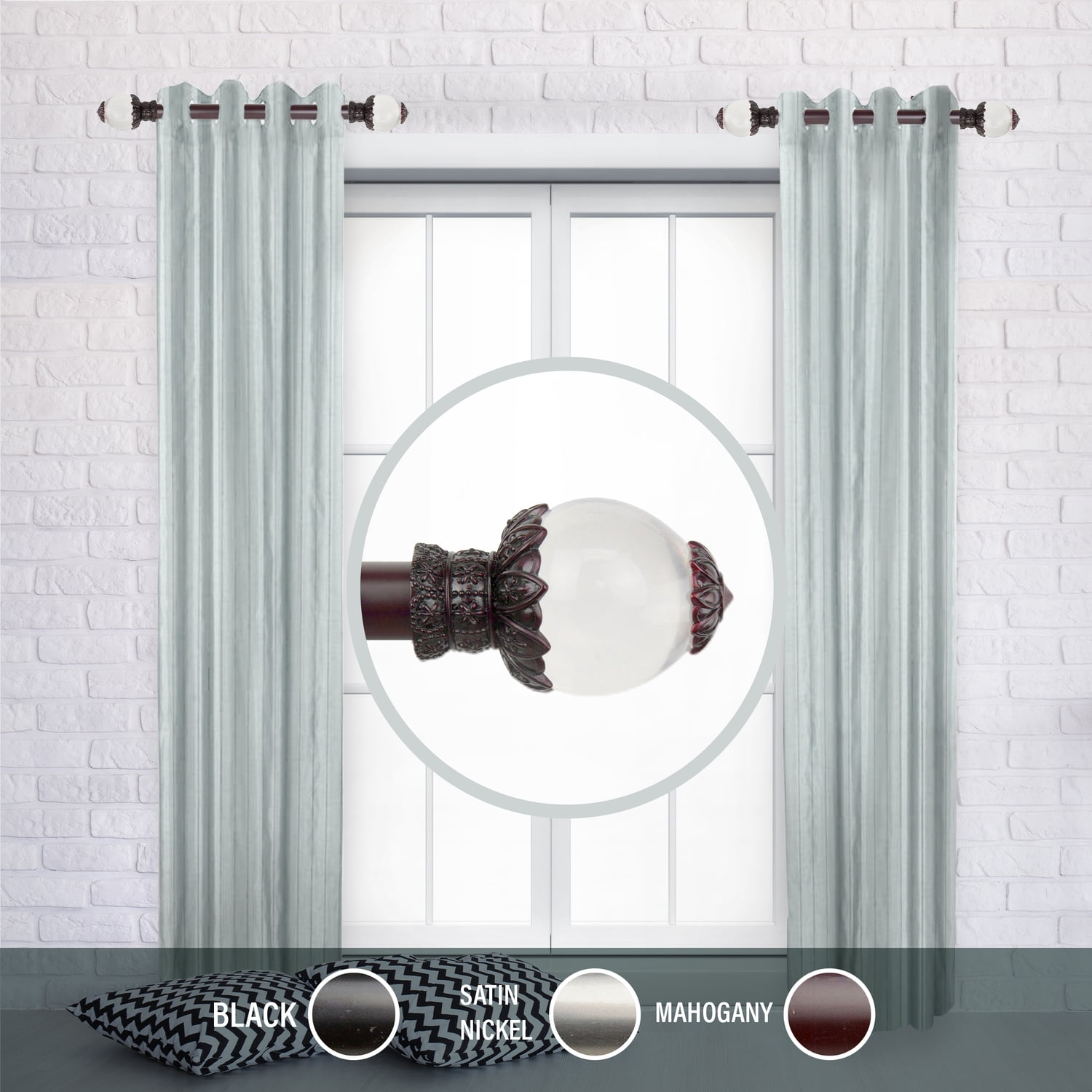 Domovina Maya 1" Side Curtain Rods, 12-20 inches (Set of 2)-Color ...