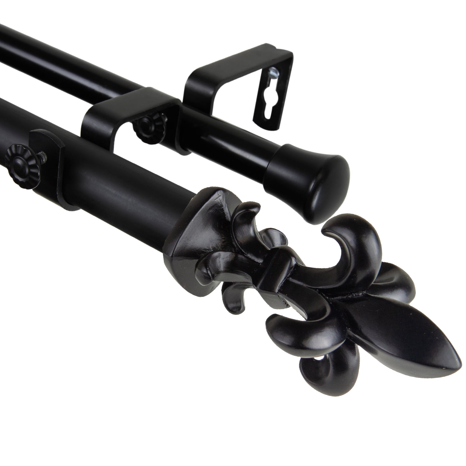 Domovina Tanner 1-inch Double Curtian Rod-Color:Black,Size:66-120 ...