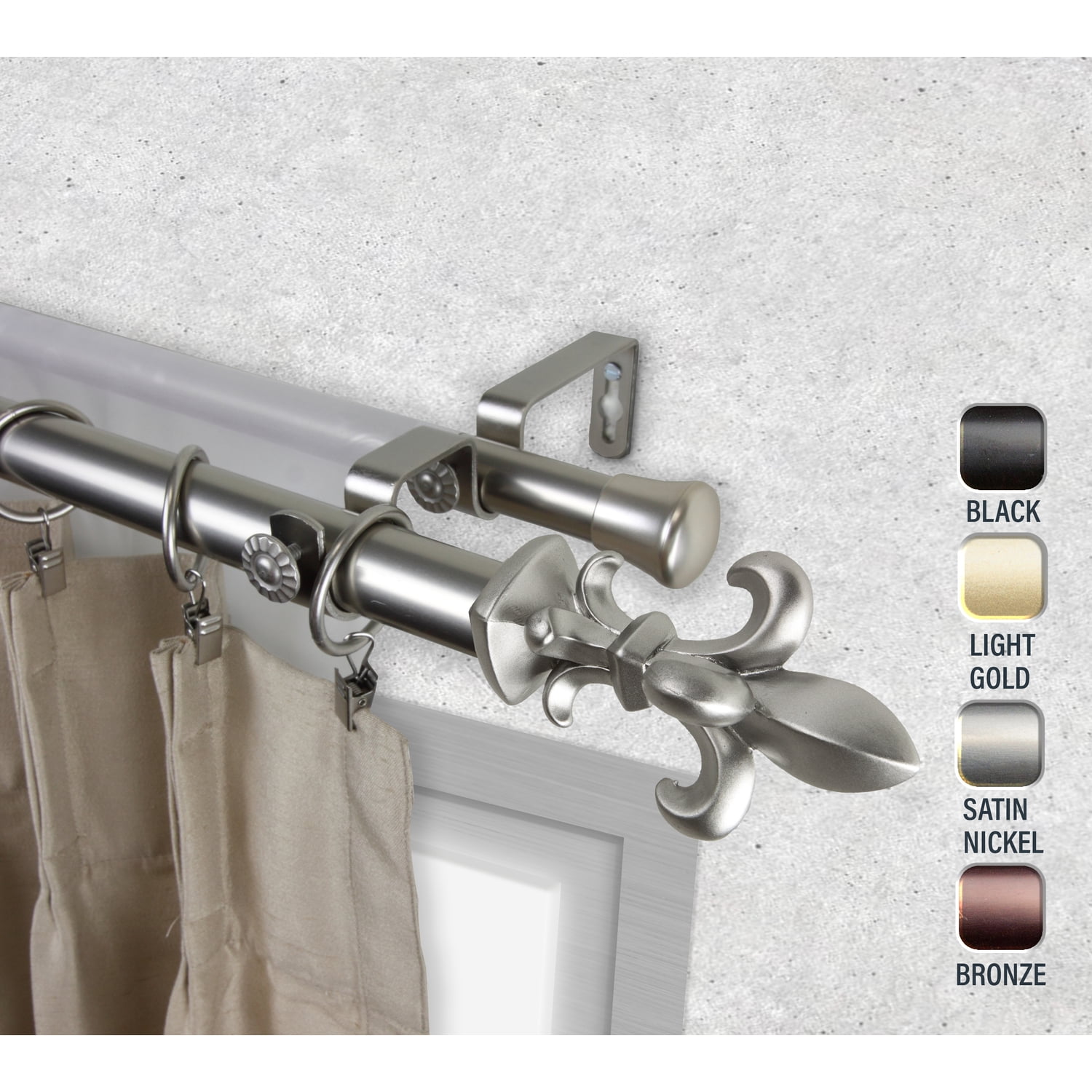 Domovina Tanner 1-inch Double Curtian Rod-Color:Satin Nickel,Size:120 ...