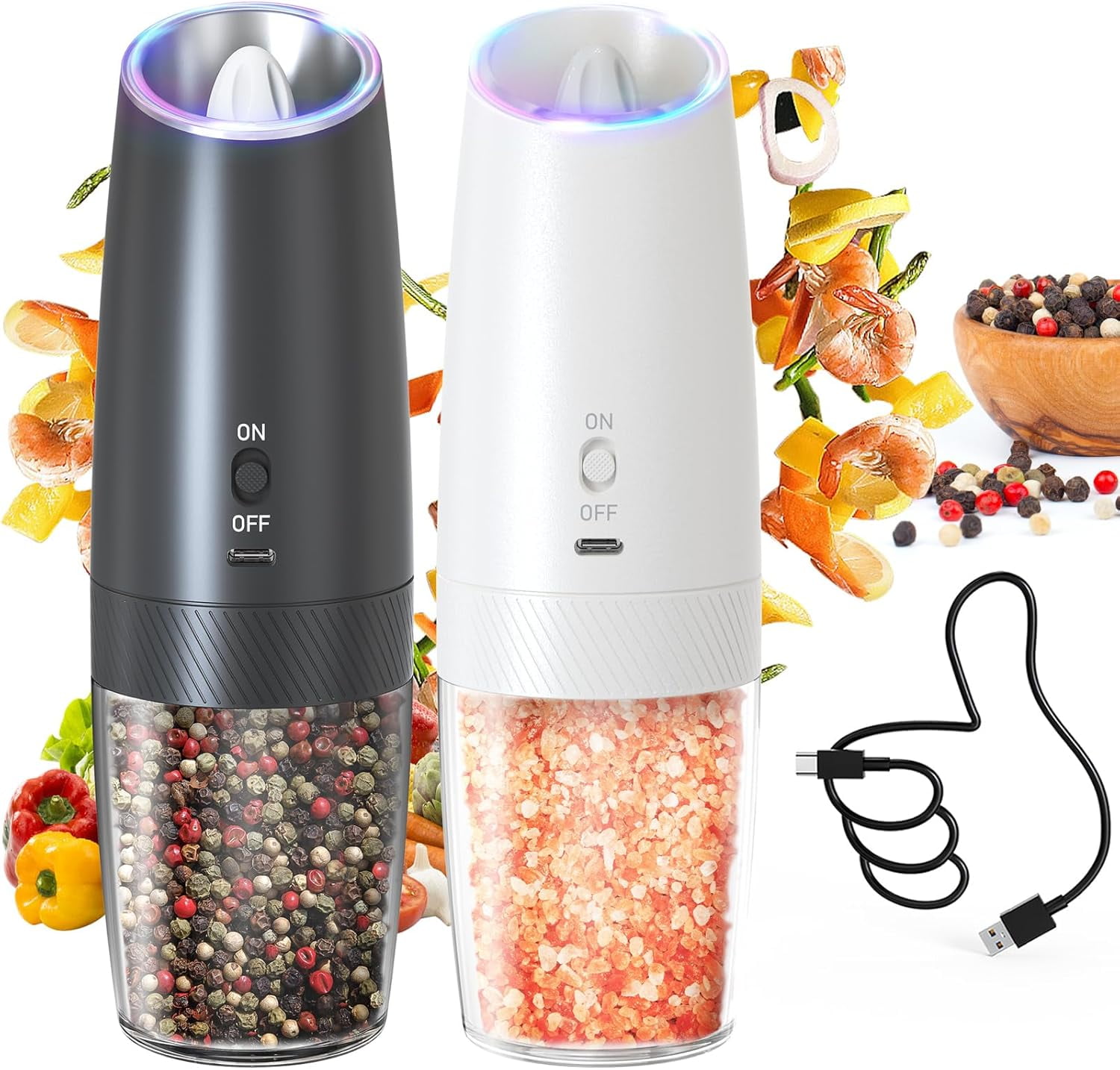 Dompilc Gravity Electric Pepper Grinder Salt Grinder Pepper Griner Mill ...