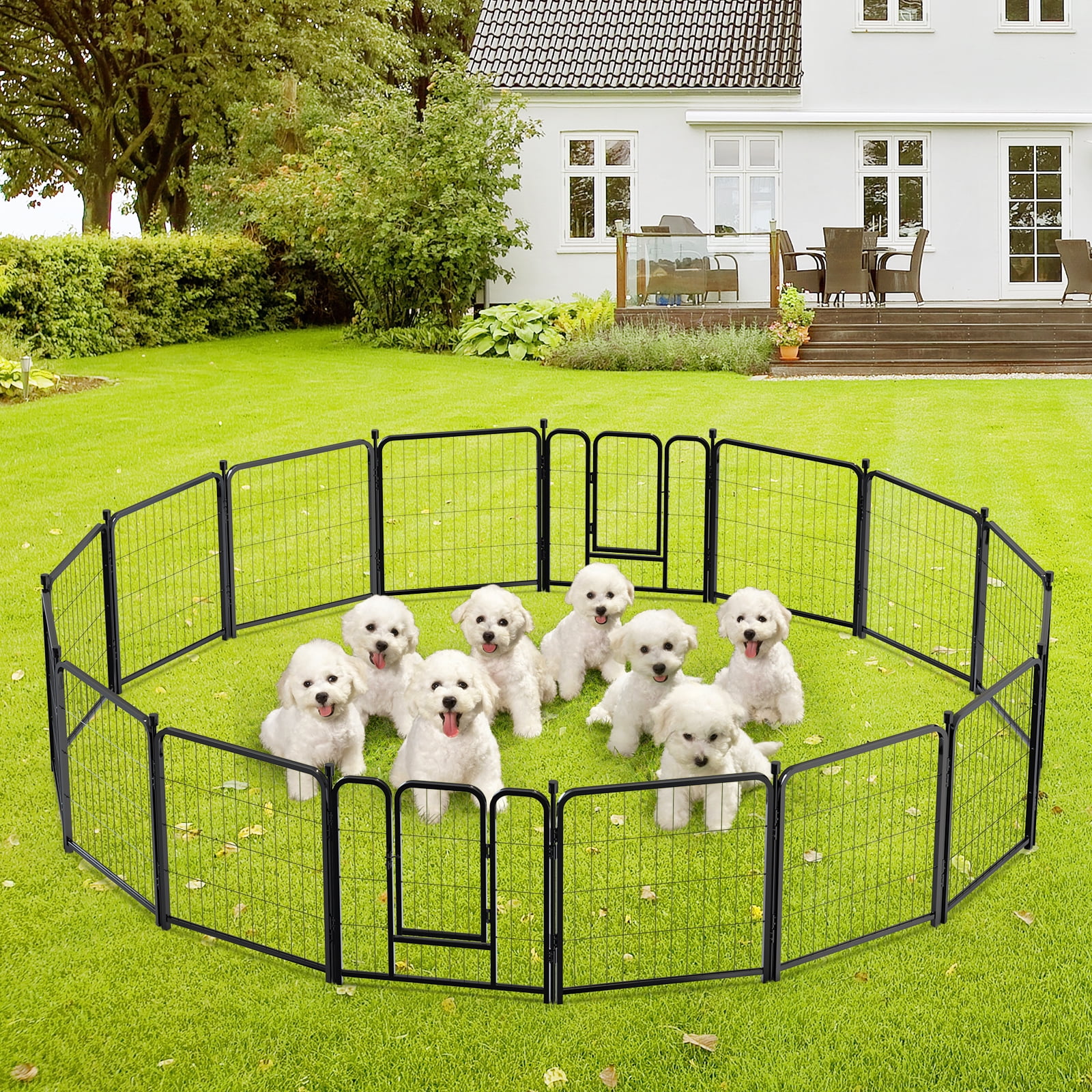 Dog Playpen Indoor 24 inch 16 Panels Metal Dog Pen Pet Dog Fence ...