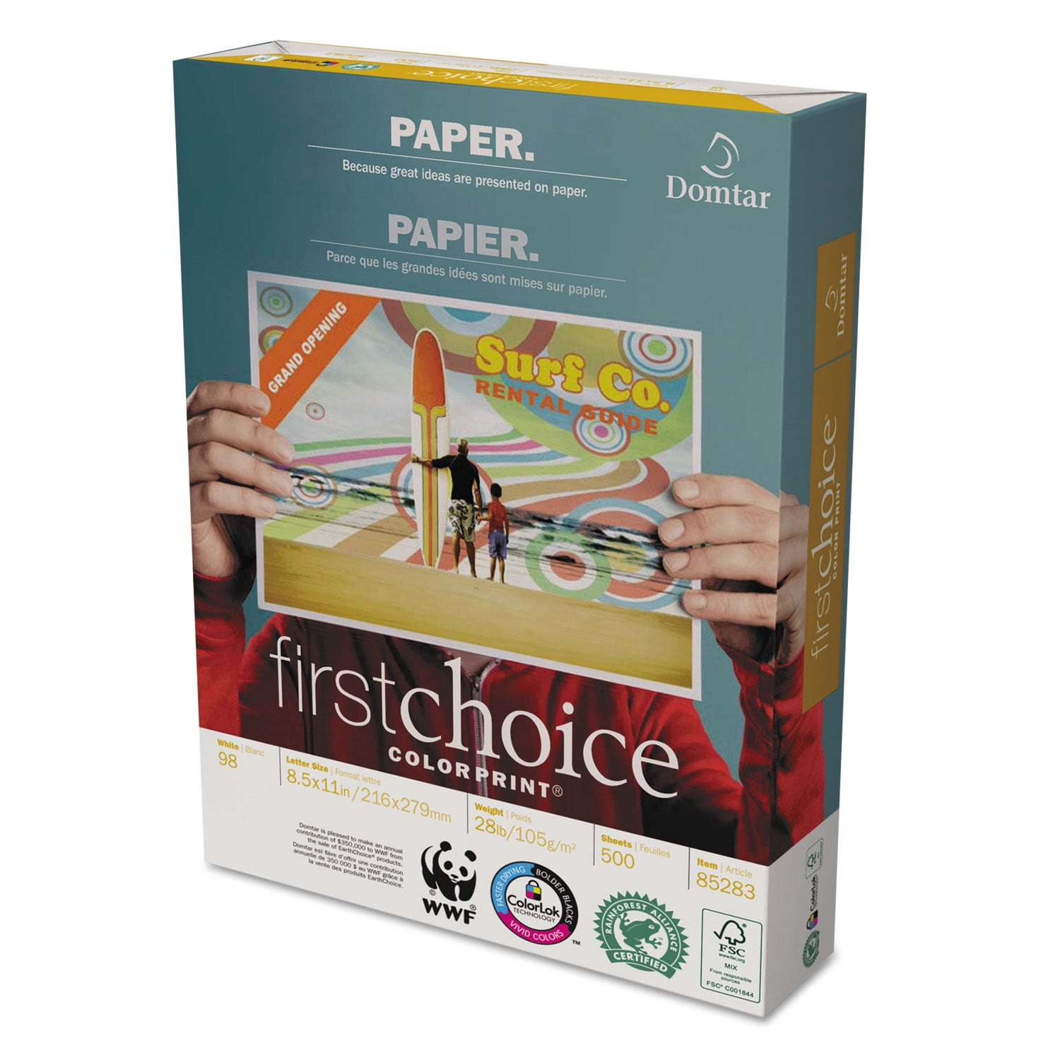 Domtar ColorPrint Premium Paper 98 Brightness 28lb 8 1/2 x11 White 500 ...
