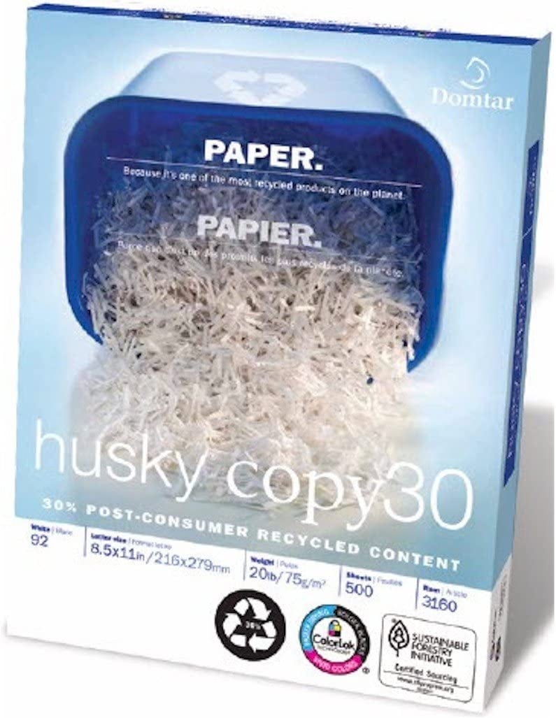 Domtar Husky Copy30 30% Recycled Copy Fax Laserkjet Printer Paper, 8 1/ ...