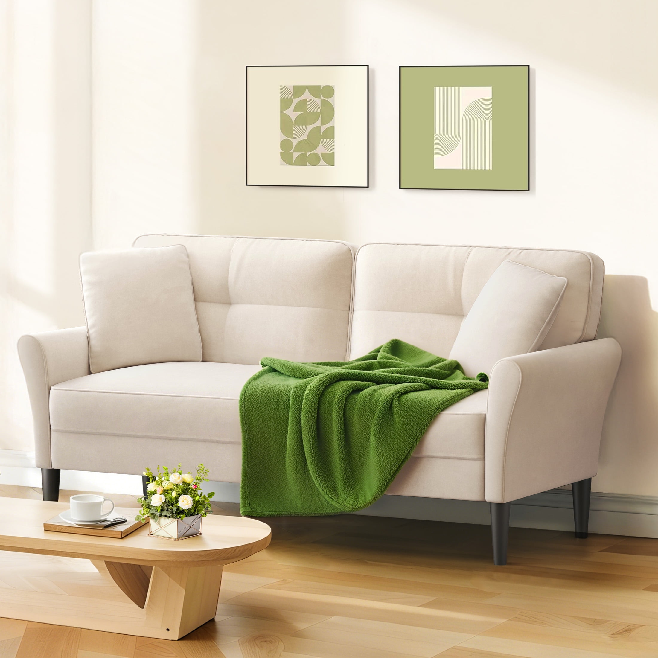 Domusensus 69" Small Couch, Soft Velvet Loveseat Sofa No Tool Assembly ...