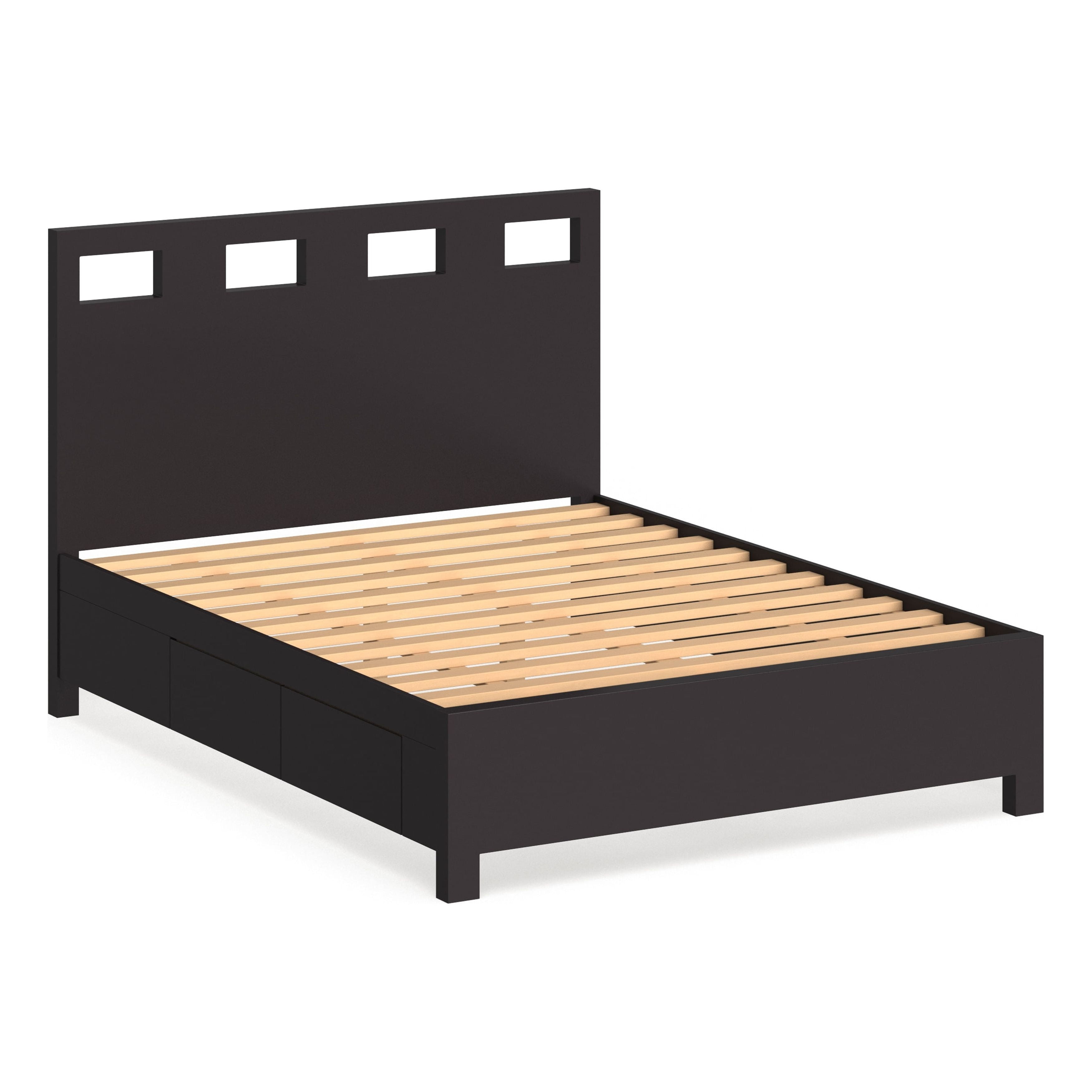 Domusindo Rectangular Cutout Platform Storage Bed in Espresso Twin ...