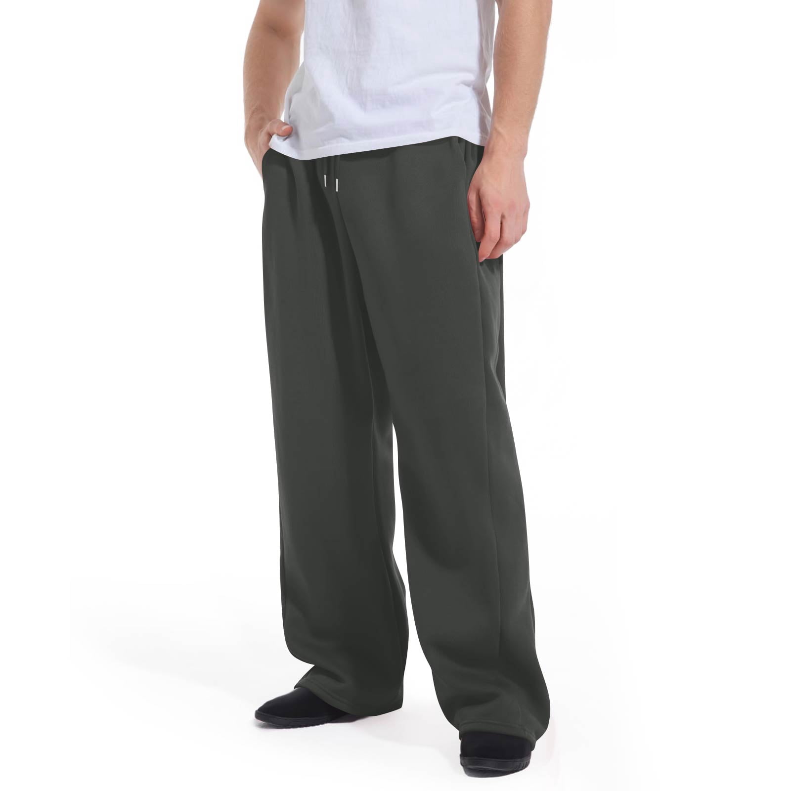 Domuza Baggy Sweatpants for Men Wide Leg Open Bottom Lounge Sweat Pants ...