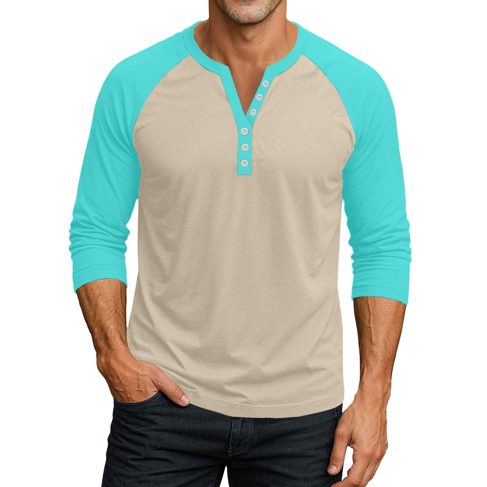 Domuza Baseball Shirts for Men Stylish Casual Raglan 3/4 Sleeve Color ...