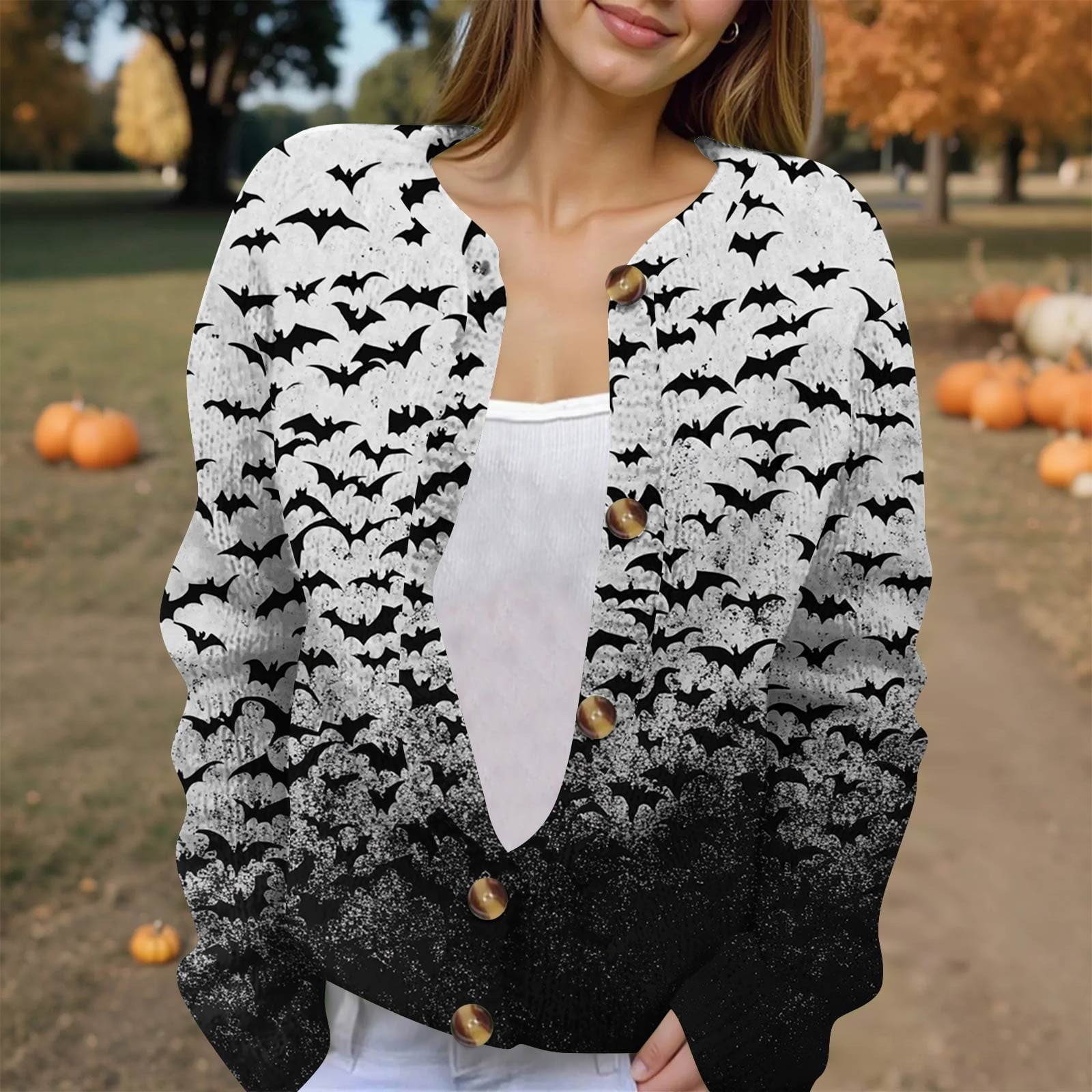 Domuza Cardigan Sweaters Women Halloween Horror Novelty Graphics Long ...