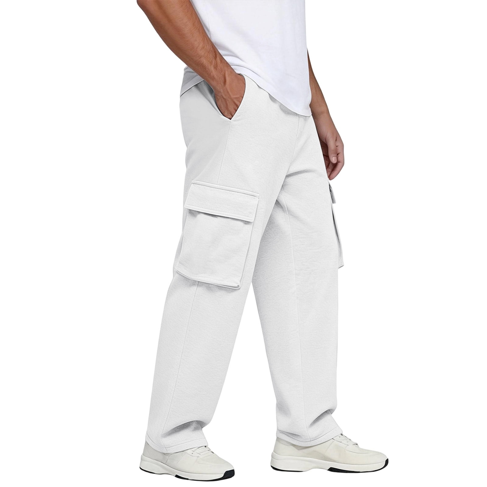 Domuza Cargo Sweatpants for Men Straight Wide Leg Baggy Pants High Rise ...