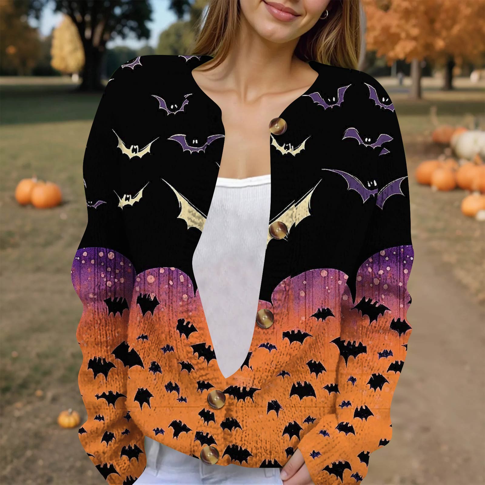 Domuza Halloween Cardigan Sweaters Women Horror Funny Graphics Long ...