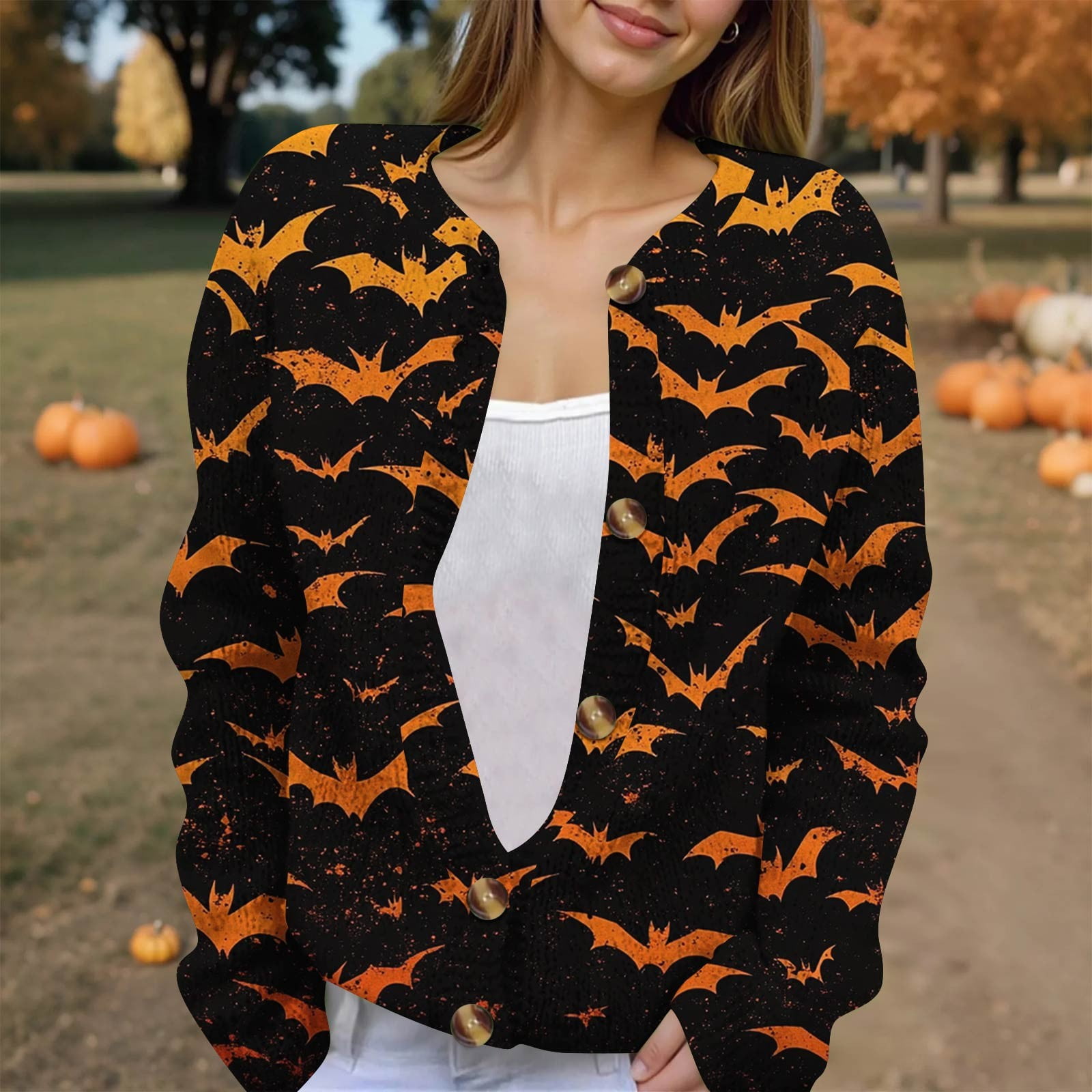 Domuza Halloween Cardigan Sweaters for Women Spooky Novelty Graphics ...