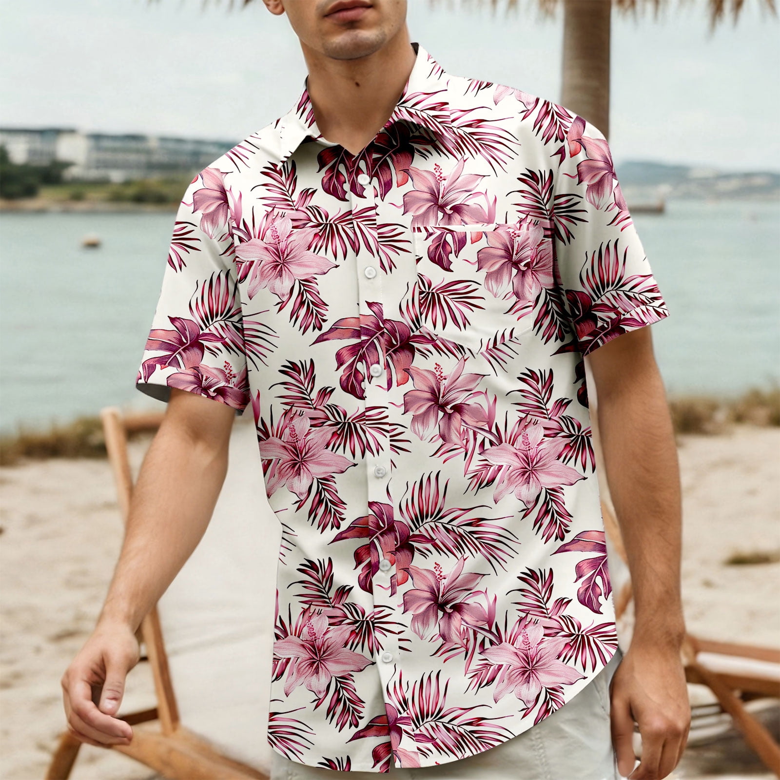 Domuza Hawaiian Shirt for Men Casual Stylish Button Down Short Sleeve ...